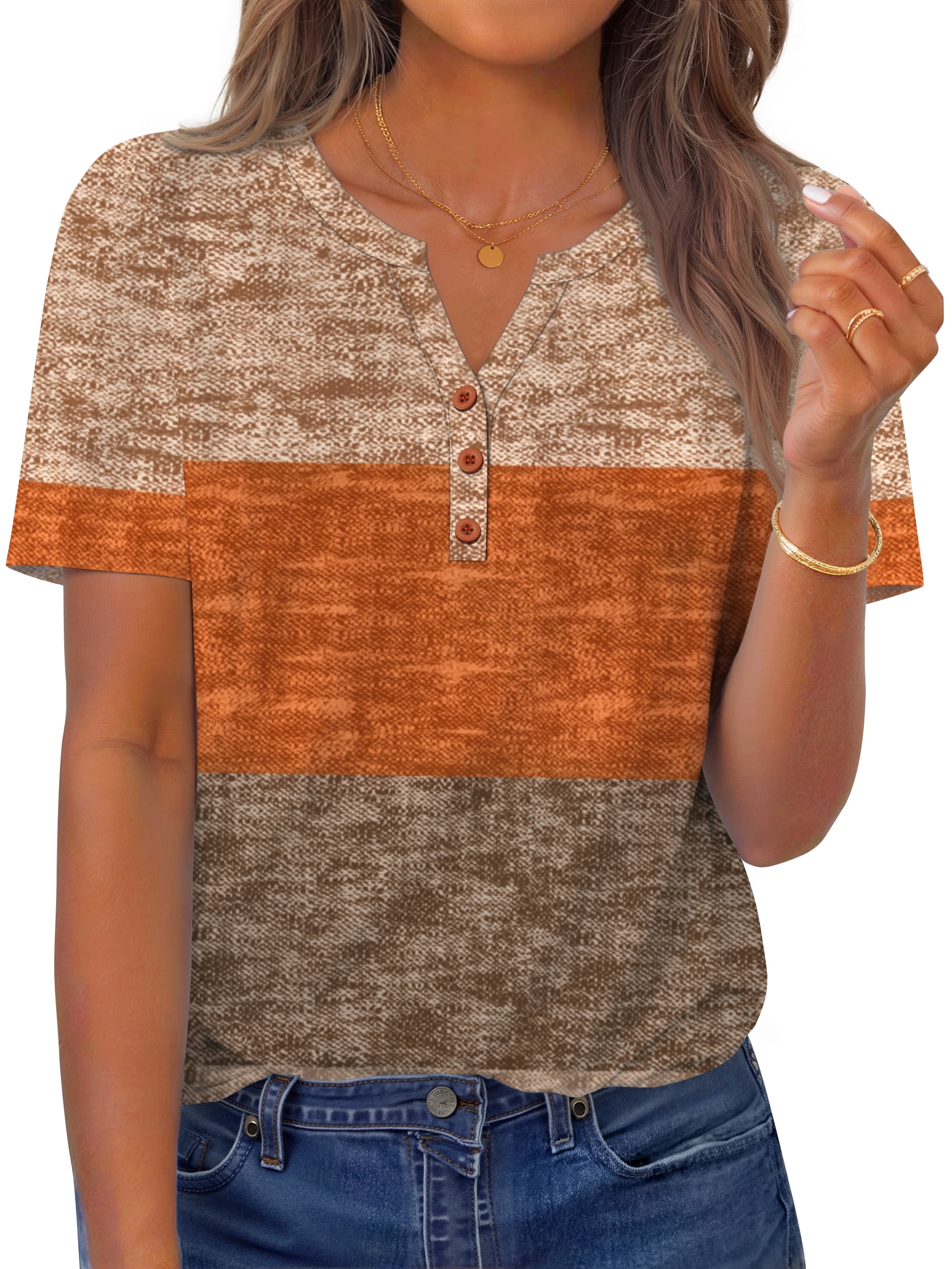 Fantaslook Womens Blouses Dressy Casual Tops Summer Short Sleeve V Neck ...