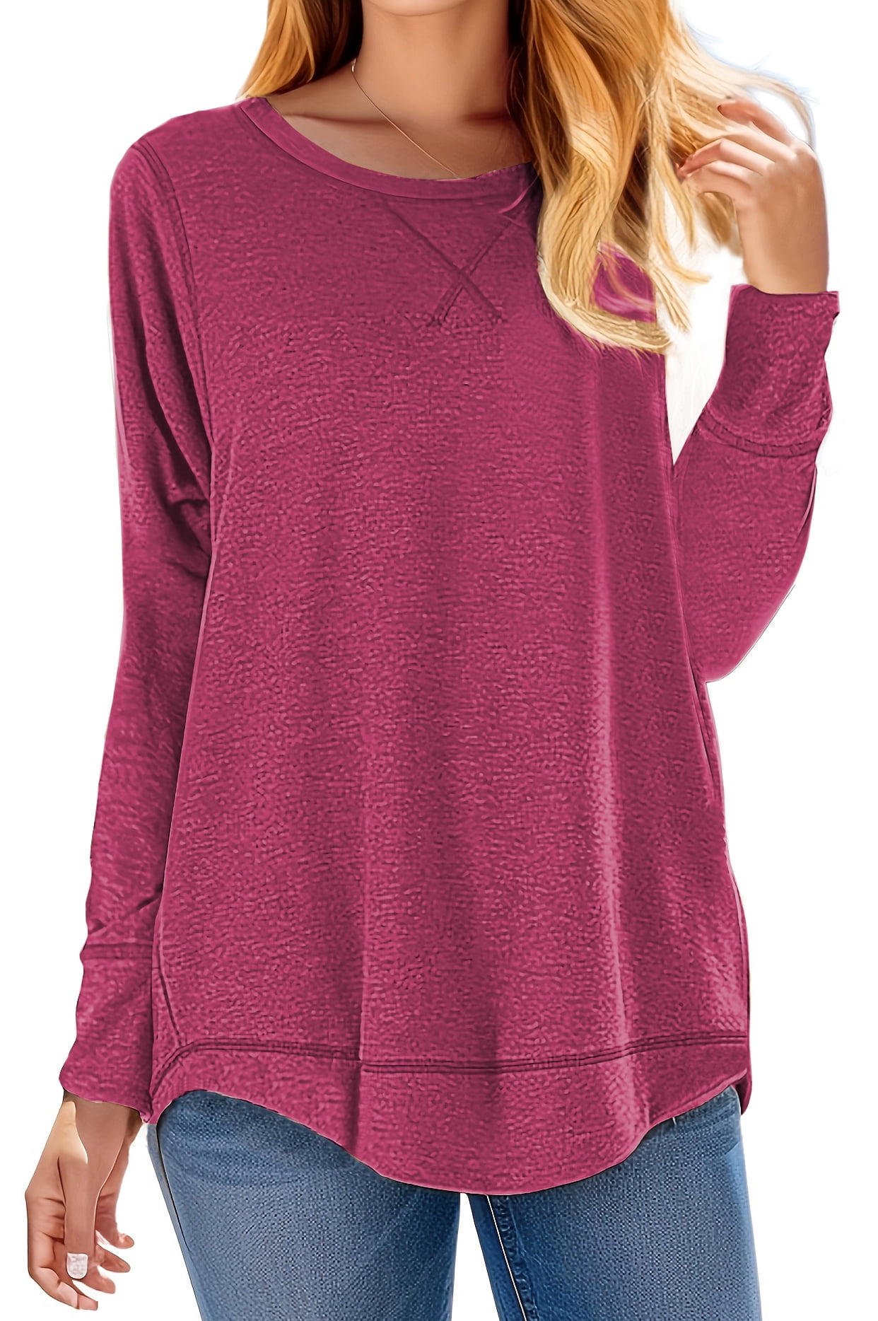 Fantaslook Womens Fall Tops Long Sleeve Shirts Casual Tunic Top Basic T ...