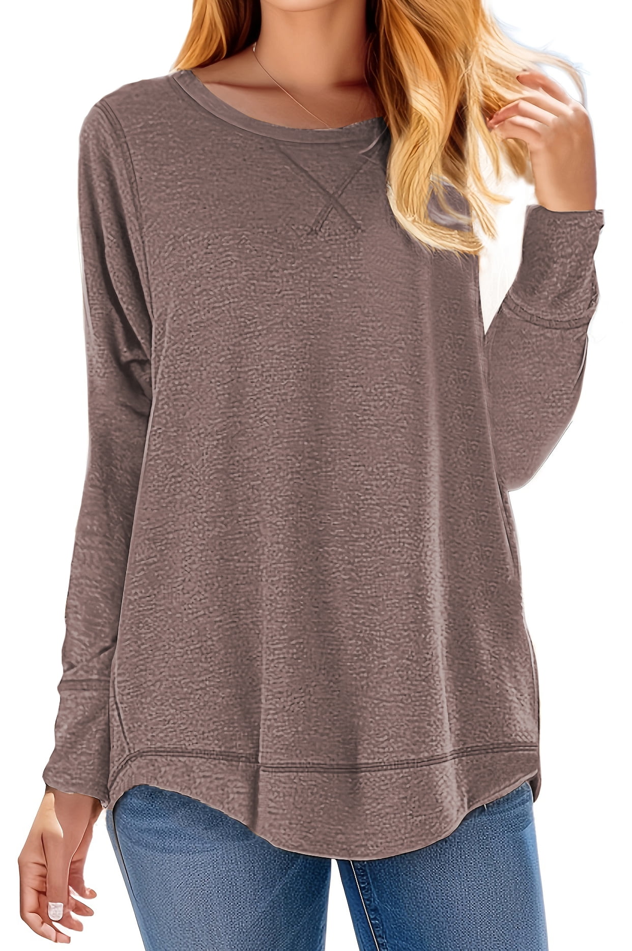 Fantaslook Womens Fall Tops Long Sleeve Shirts Casual Tunic Top Basic T ...