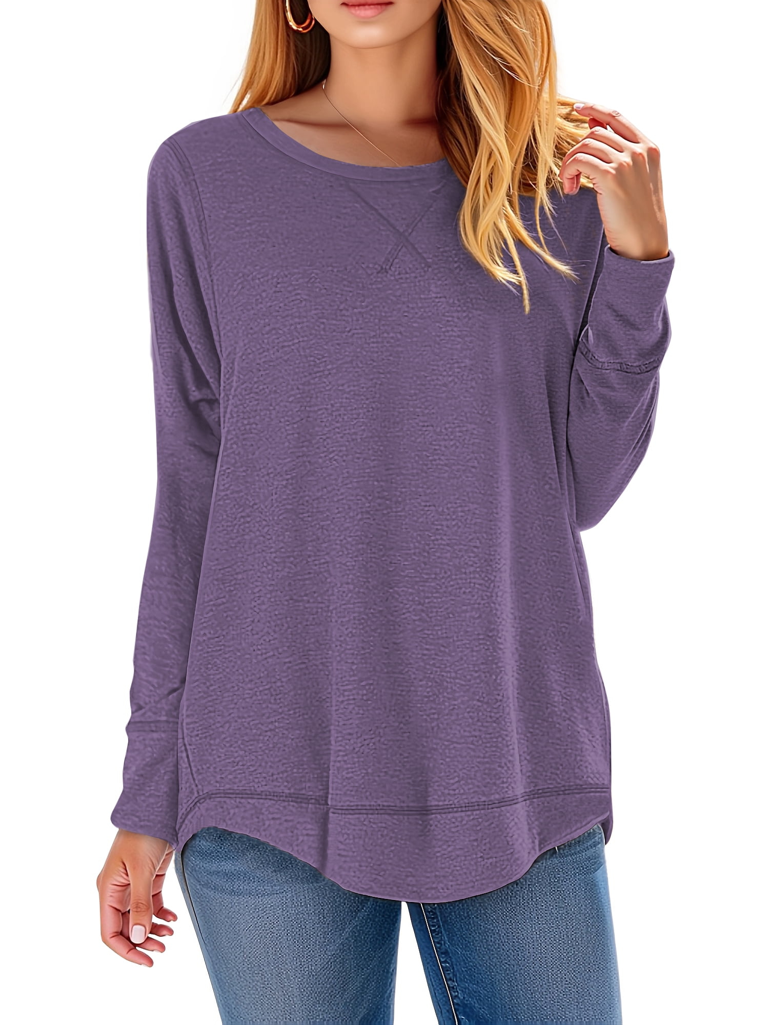 Fantaslook Women's Basic Long Sleeve Tees, Fall Tops Casual Tunic ...