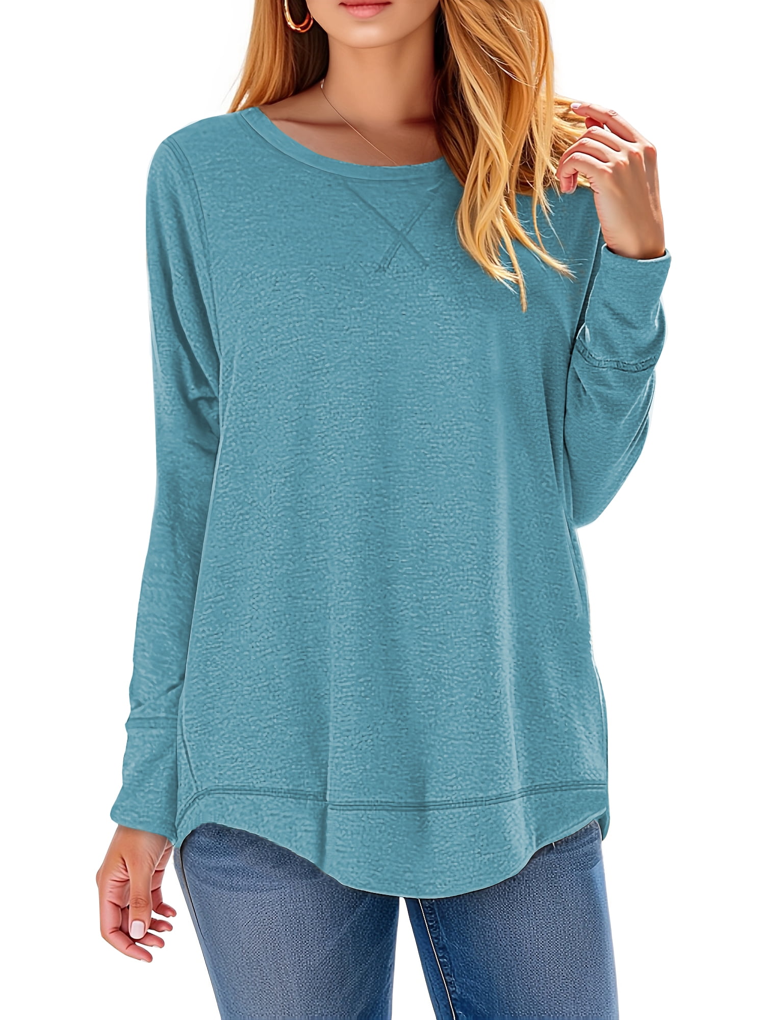 Fantaslook Womens Fall Tops Long Sleeve Shirts Casual Tunic Top Basic T ...