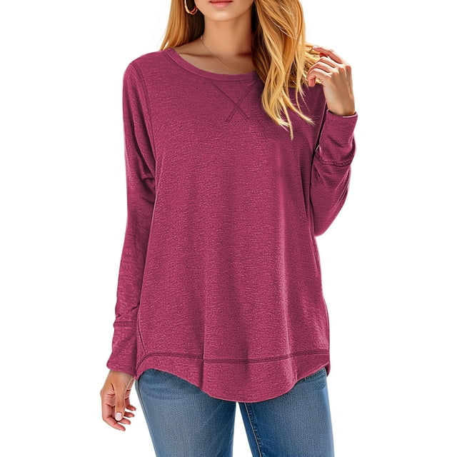Fantaslook Womens Fall Tops Long Sleeve Shirts Casual Tunic Top Basic T ...