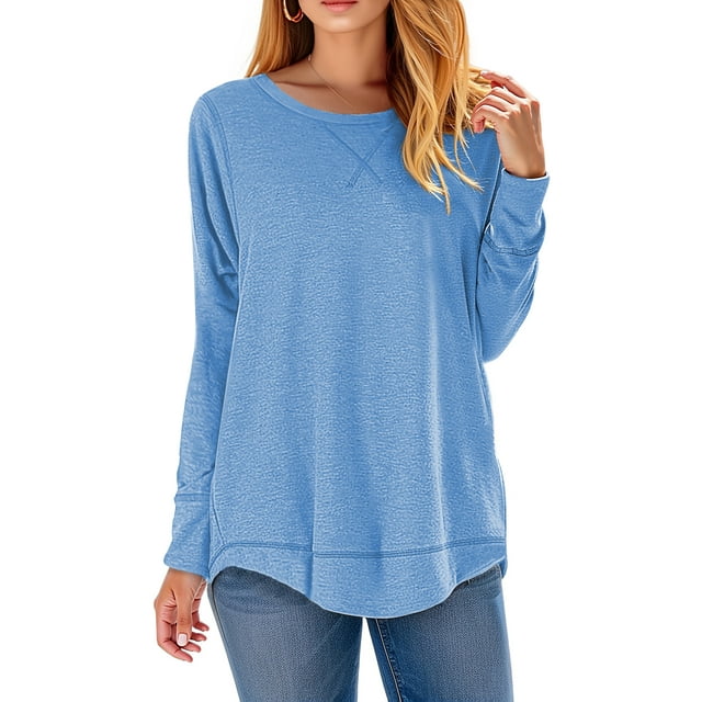 Fantaslook Womens Fall Tops Long Sleeve Shirts Casual Tunic Top Basic T ...