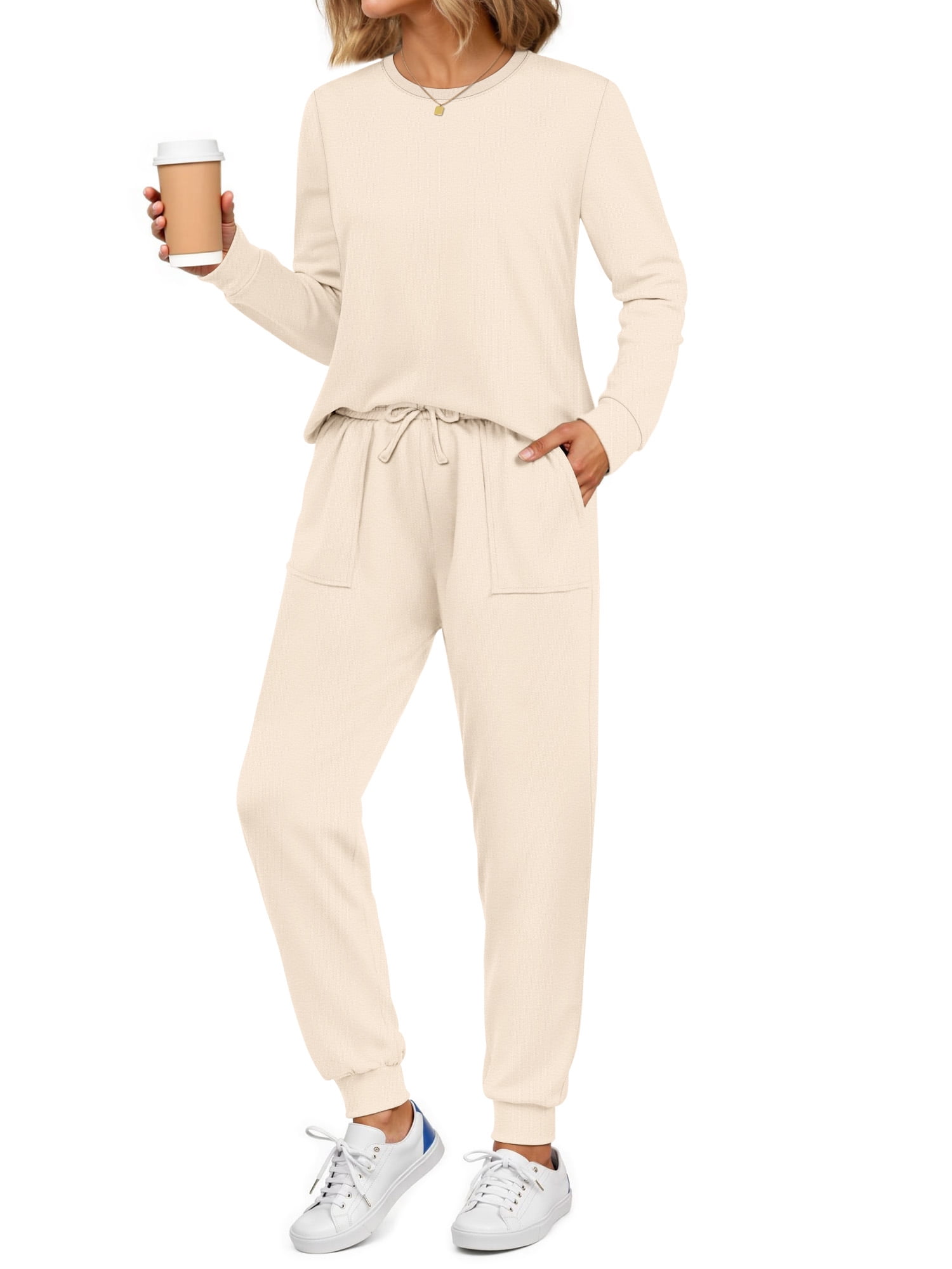 Fantaslook Womens Pajamas Sets Crew Neck Long Sleeve Tops and Pants Two ...