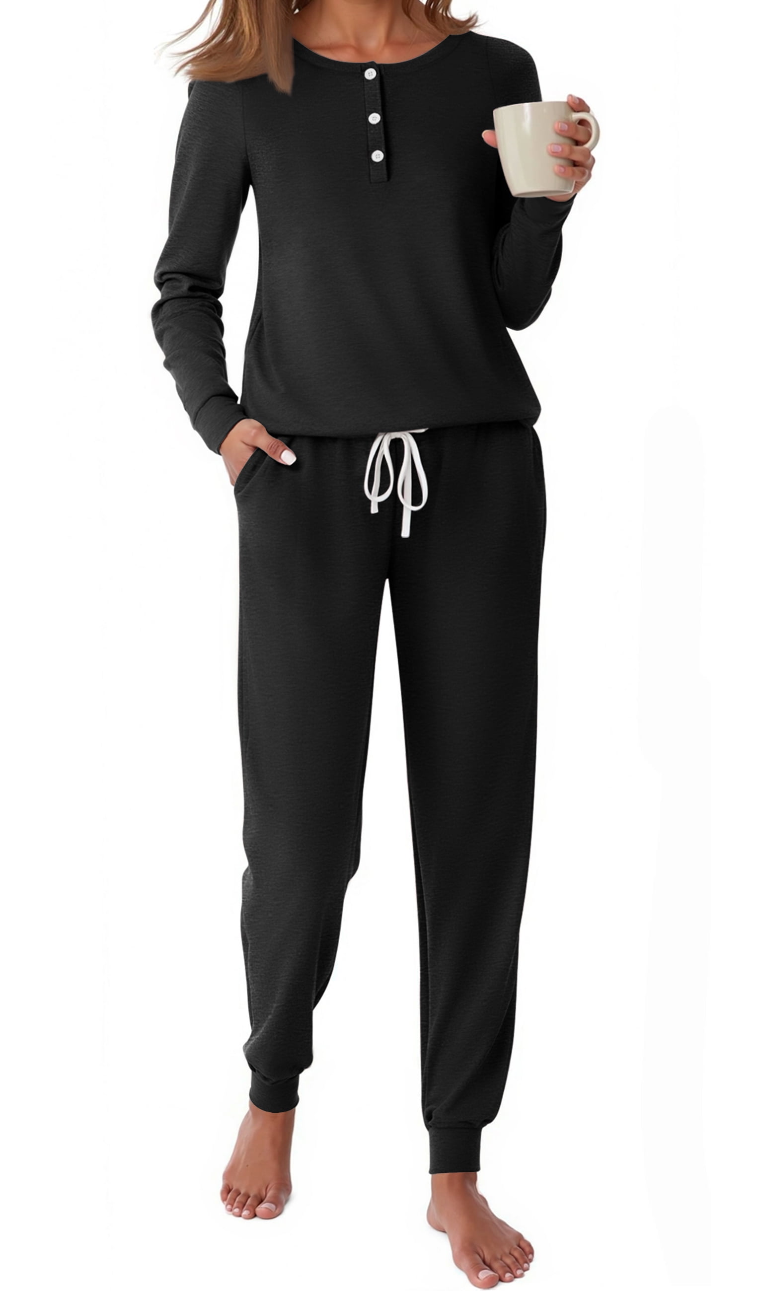 Fantaslook Pajamas Sets for Women Casual Lounge Set Long Sleeve Two ...