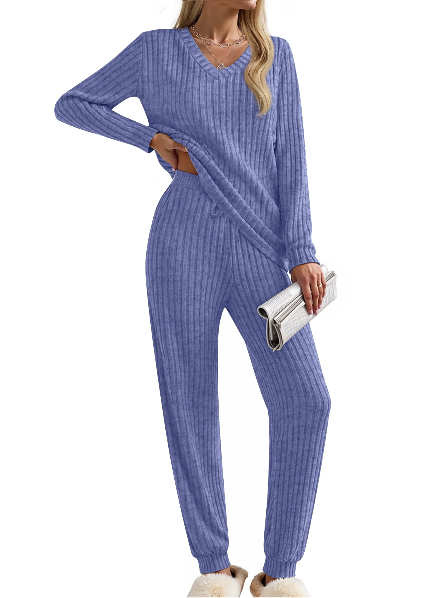 Fantaslook Womens Pajamas Sets Long Sleeve Shirts and Drawstring Pants ...