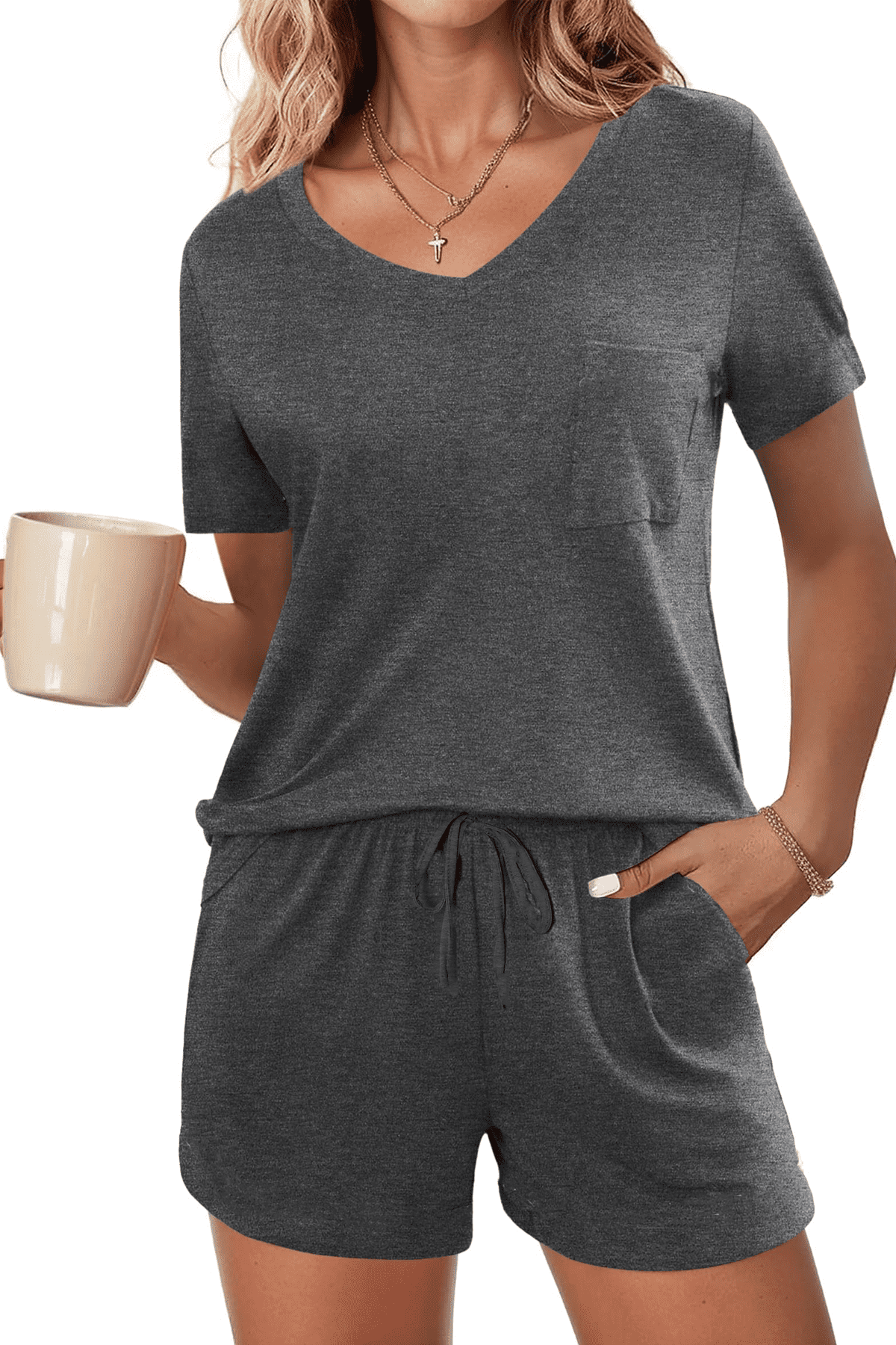 Fantaslook Women's Summer PJs: V Neck Matching Lounge Wear, Fashion ...