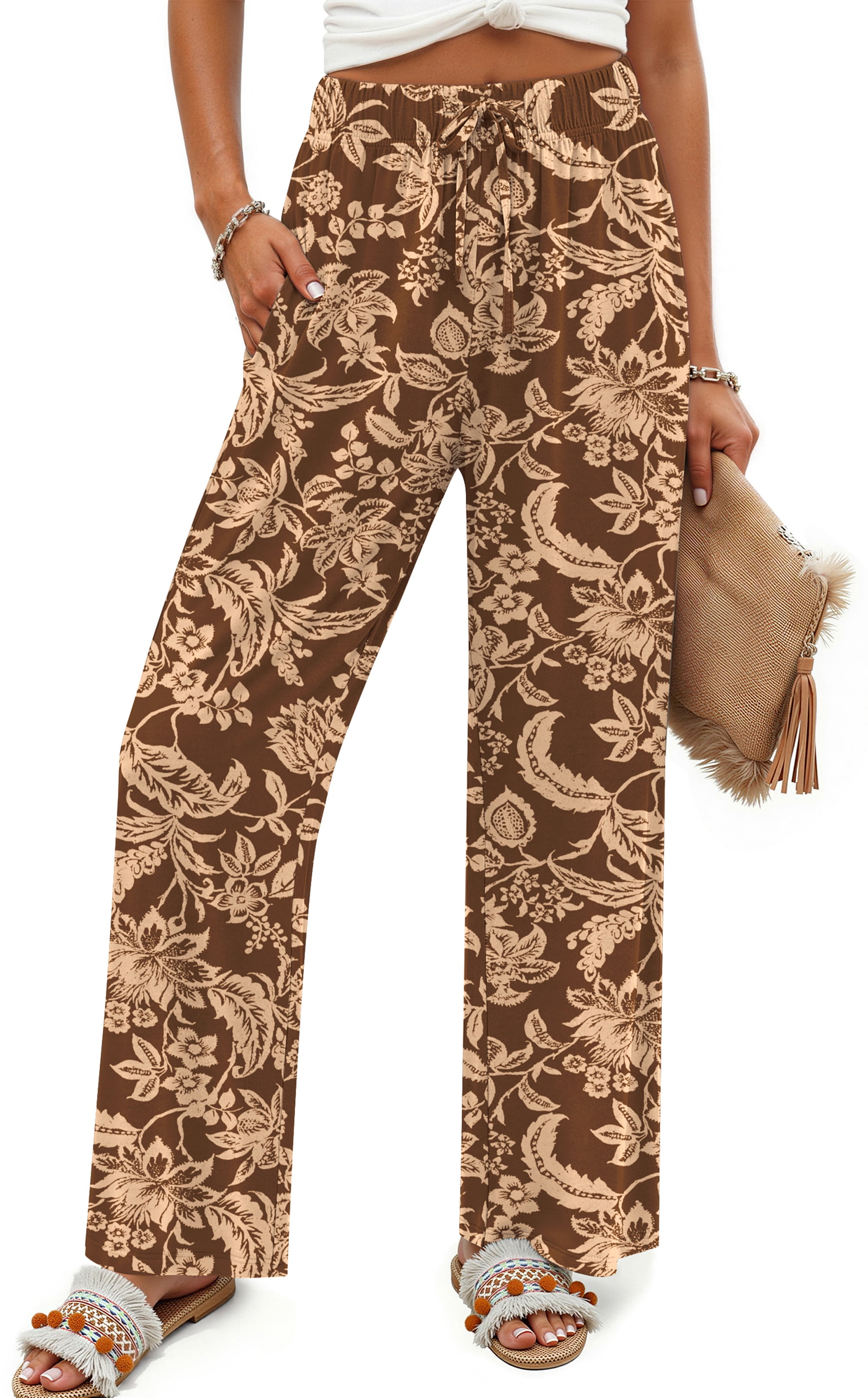 Fantaslook Womens Pants Casual Boho Palazzo Pants Wide Leg Lounge Pants ...