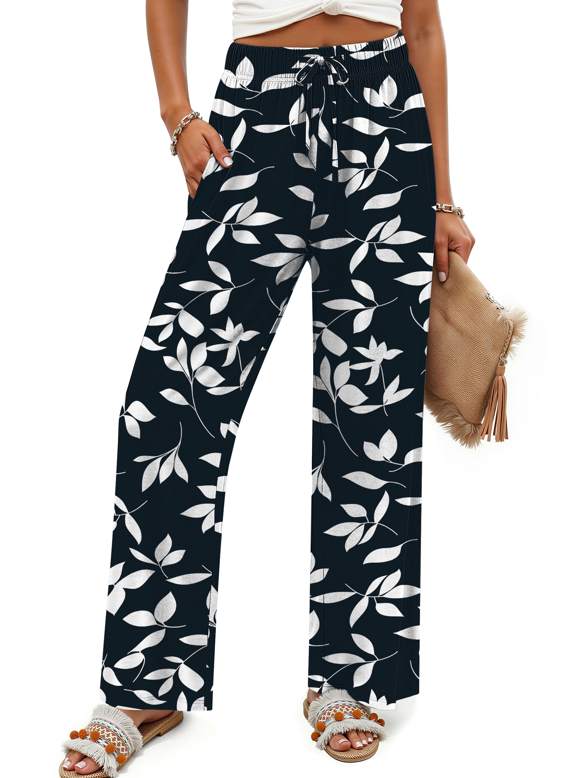 Fantaslook Womens Pants Casual Boho Palazzo Pants Wide Leg Lounge Pants ...