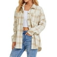 Fantaslook Womens Plaid Shirts Flannel Shacket Jacket Long Sleeve ...