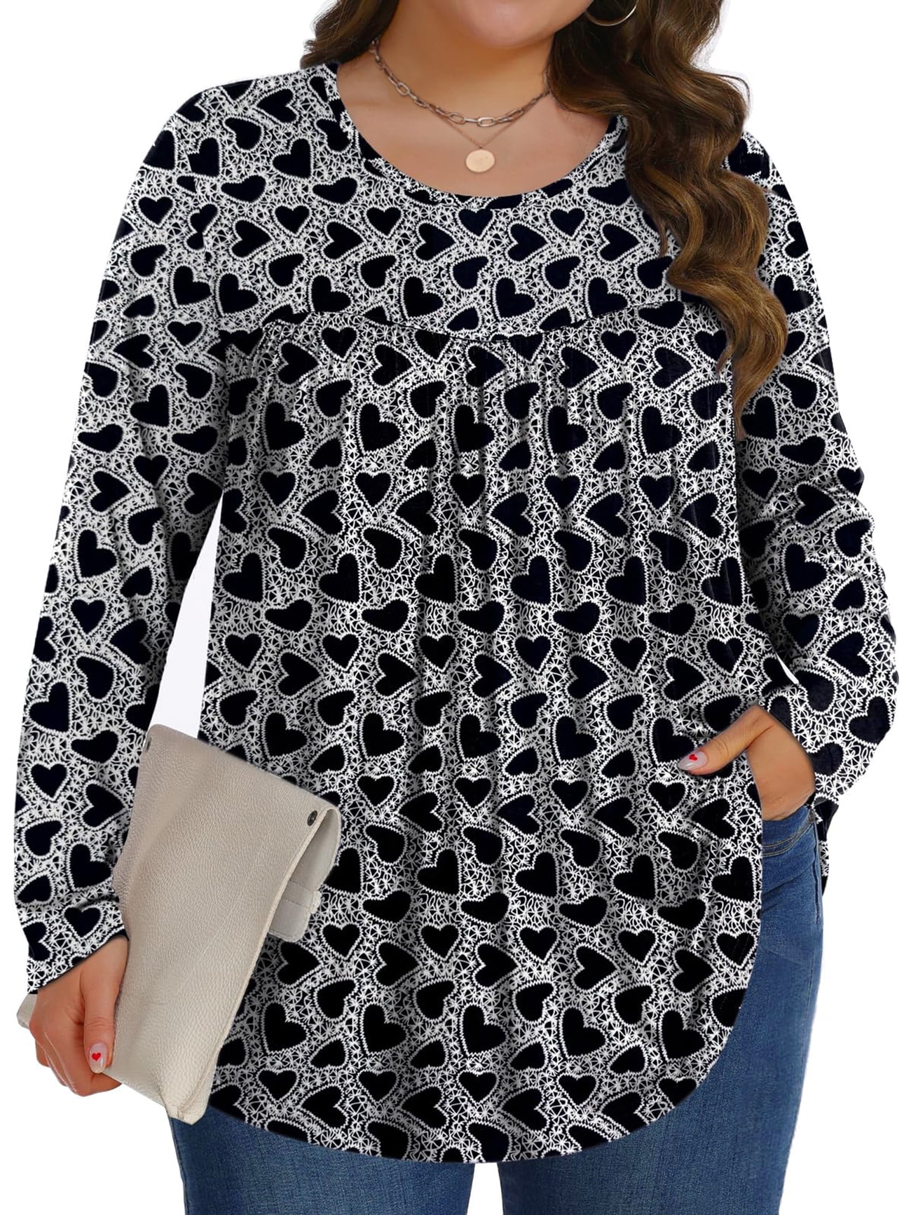 Fantaslook Womens Plus Size Tops Fall Long Sleeve Shirts Crew Neck ...