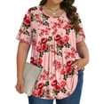 Fantaslook Womens Floral Blouses Plus Size Tunic Tops Short Sleeve Loose Fit Summer Shirts