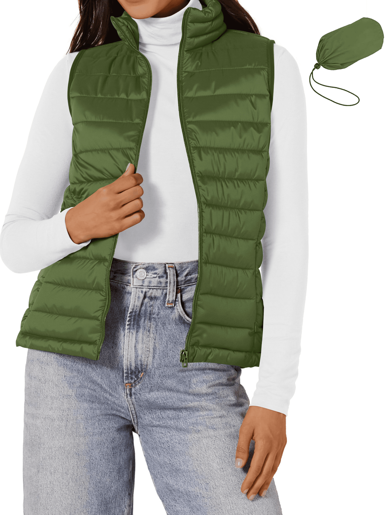 Fantaslook Womens Duck Down Puffer Vest Packable Quilted Sleeveless ...