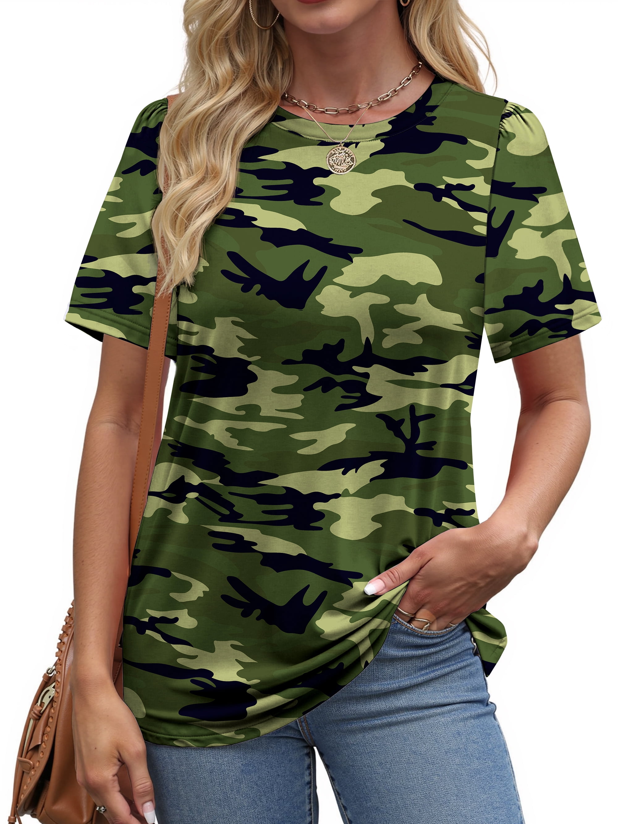 Fantaslook Womens Summer Tops Dressy Casual Short Sleeve Shirts Crew ...