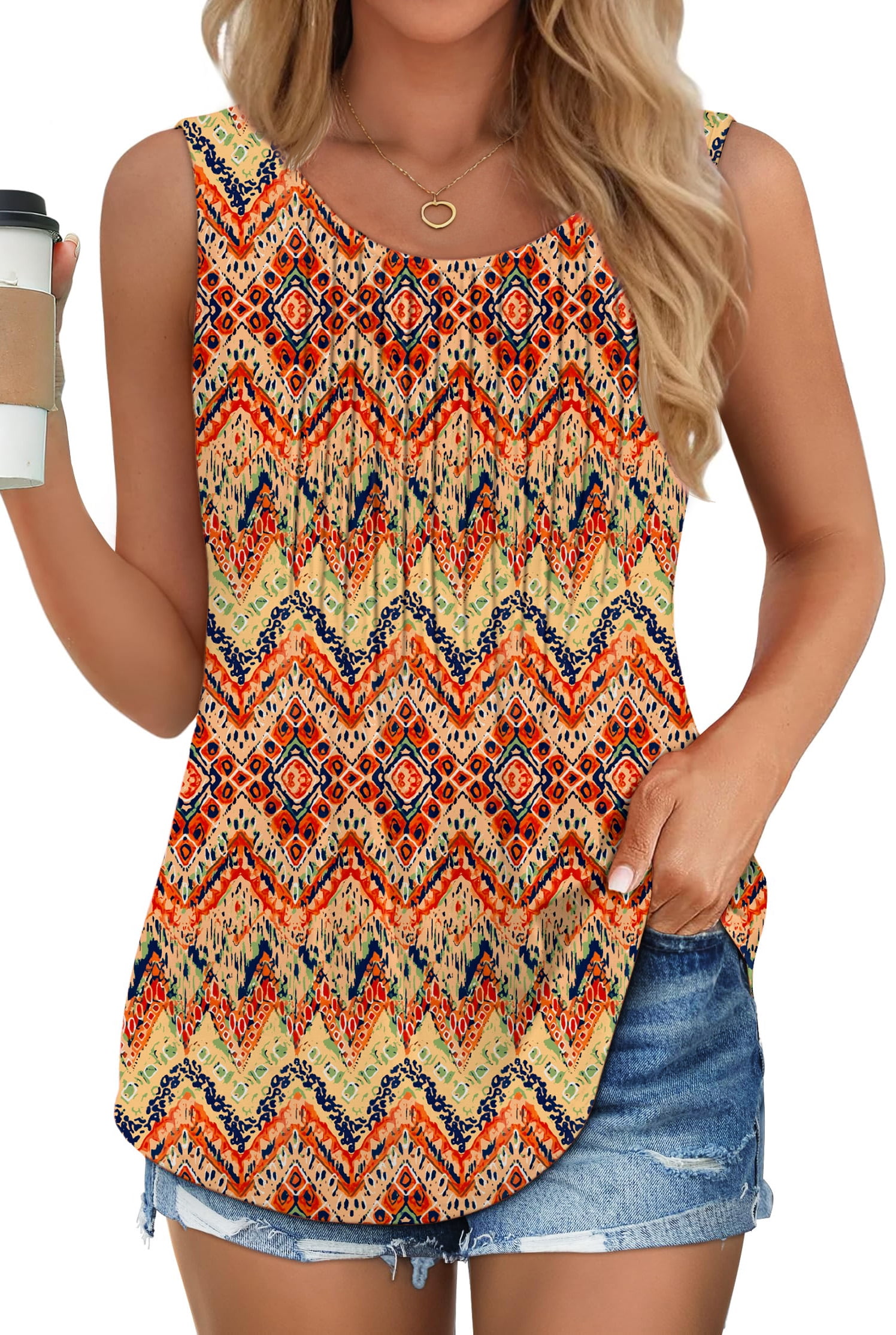 Fantaslook Womens Tank Tops Dressy Casual Sleeveless Blouses Crew Neck ...