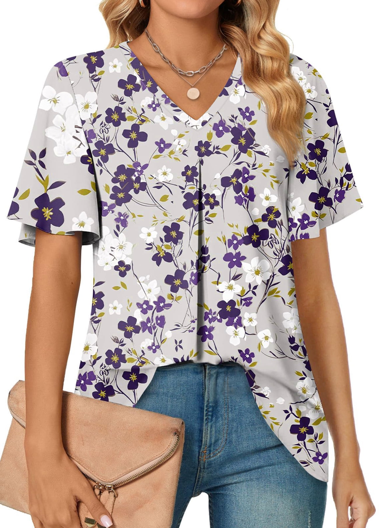 Fantaslook Womens Classy Clothing, V Neck Tops, Dressy Blouses, Flutter ...