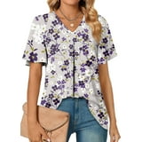 Fantaslook Womens Tops Dressy Blouses V Neck Short Sleeve Tunic Tops ...