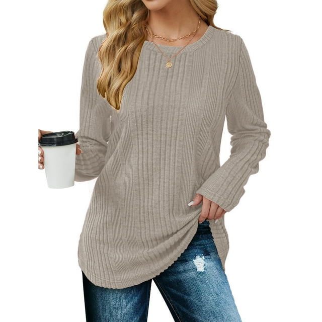 Fantaslook Womens Tops Textured Long Sleeve Shirts Casual Fall Tops ...