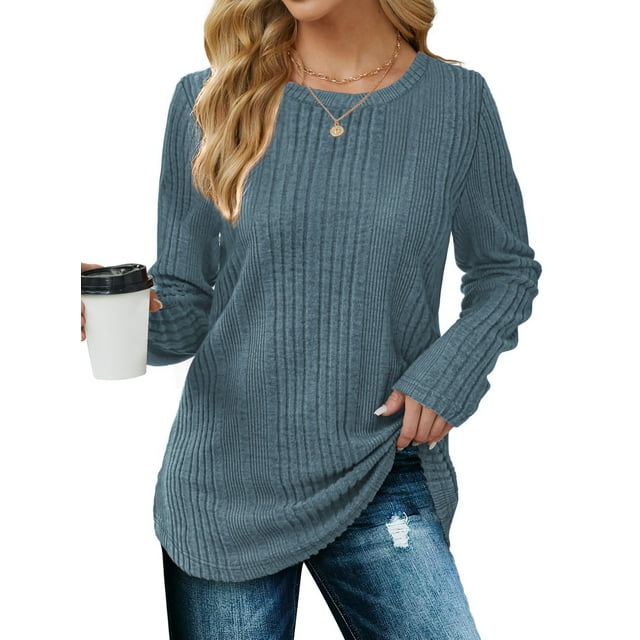 Fantaslook Womens Tops Textured Long Sleeve Shirts Casual Fall Tops ...
