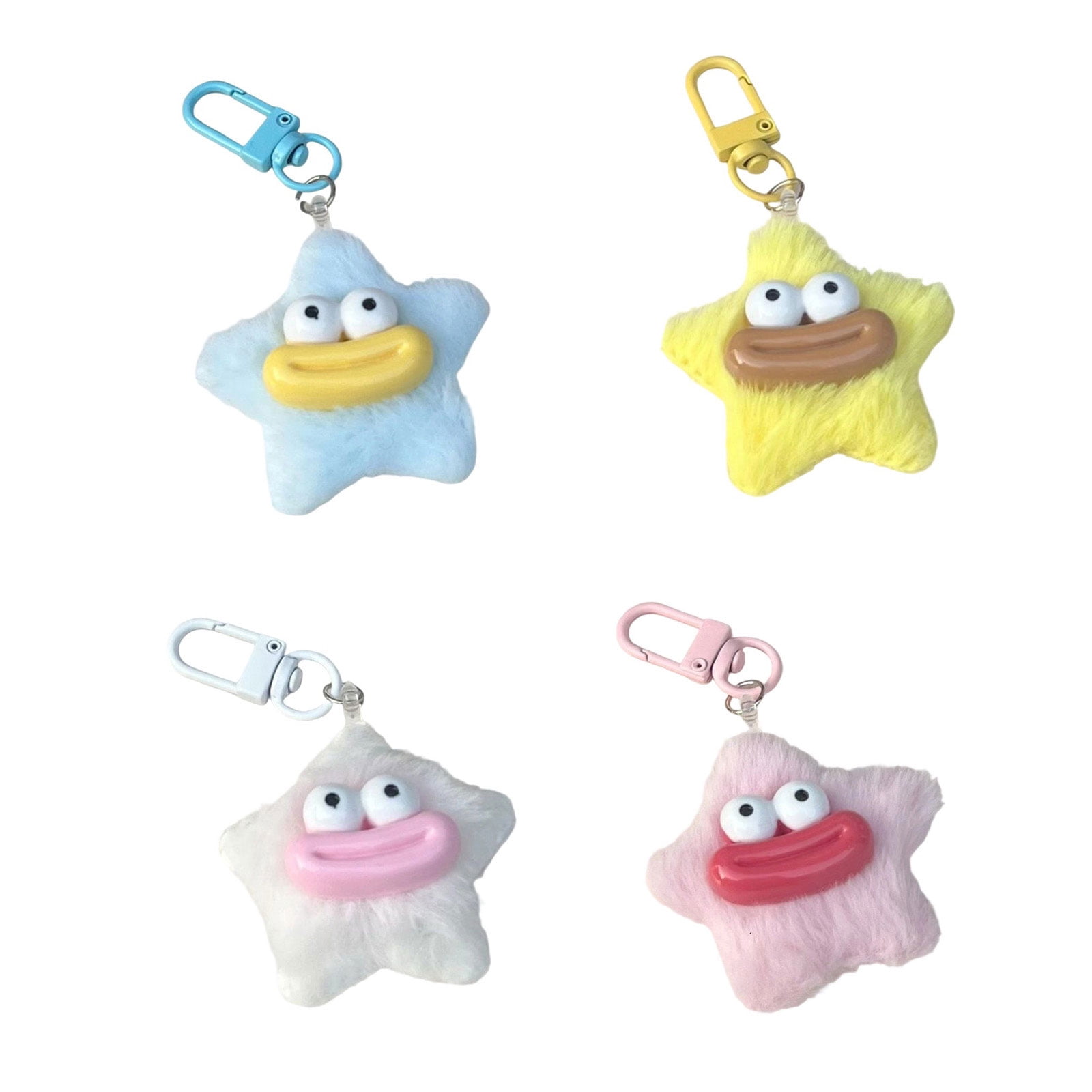 Fantasook Funny Plush Star Keychain With Sausage Lips Design Soft Plush ...
