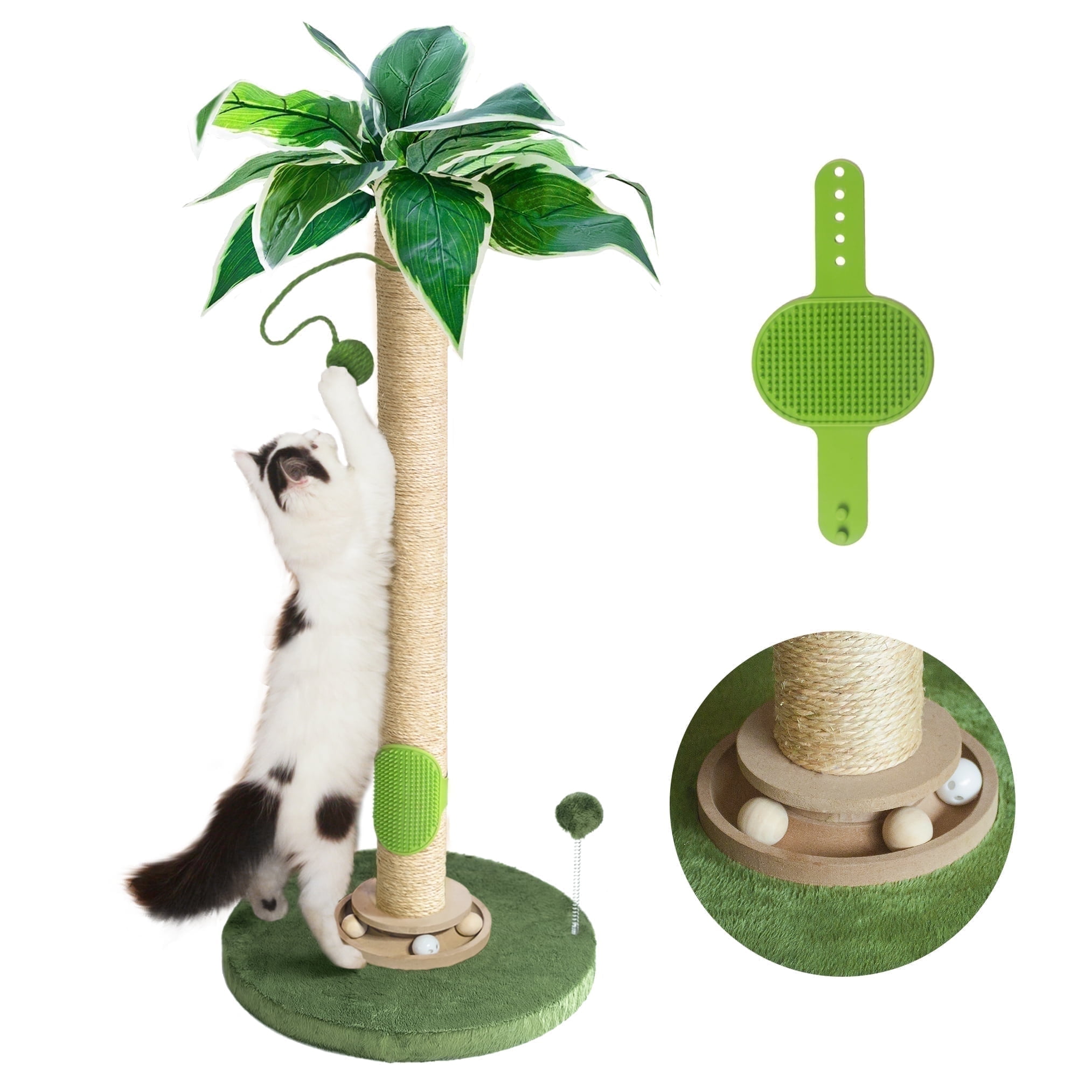 Fantasreen Sisal Cat Scratching Post 35'', Tall Cat Scratcher with Toy ...