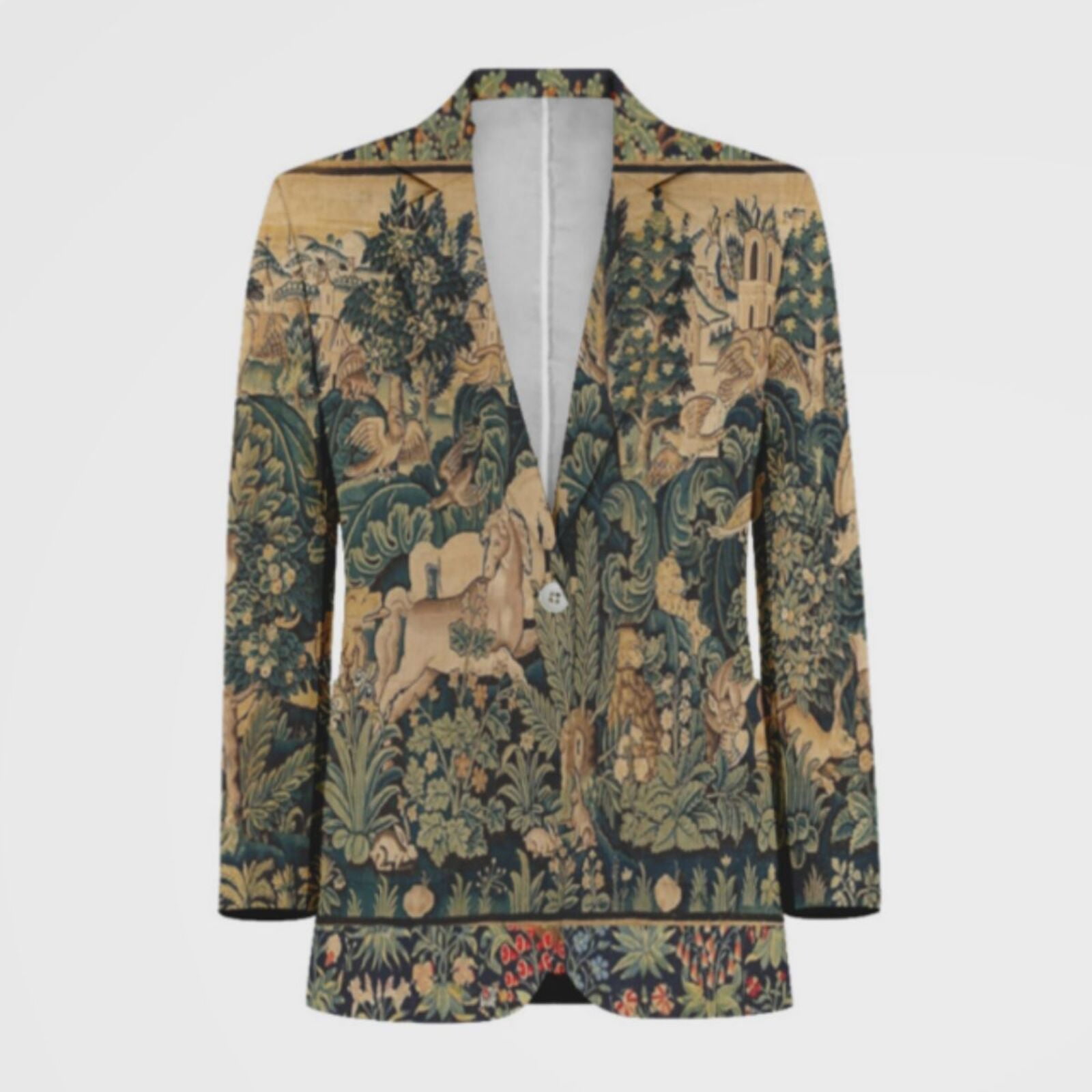 Fantastic Animals And Horses In Woodland-01 Men Blazers Slim Clothing ...