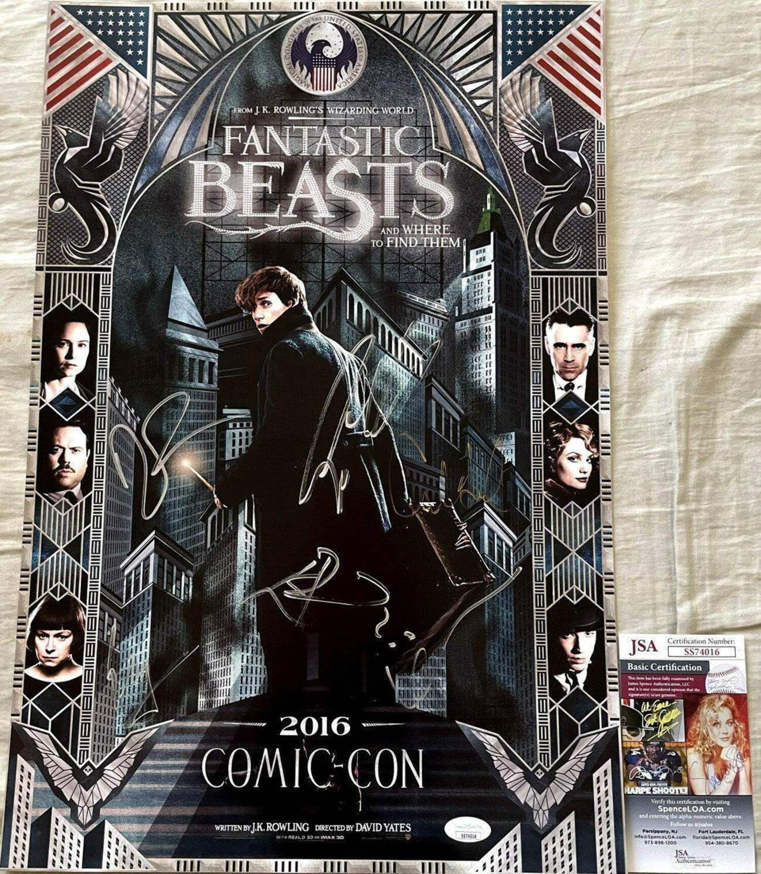 Fantastic Beasts cast autographed 2016 Comic-Con movie poster Colin ...