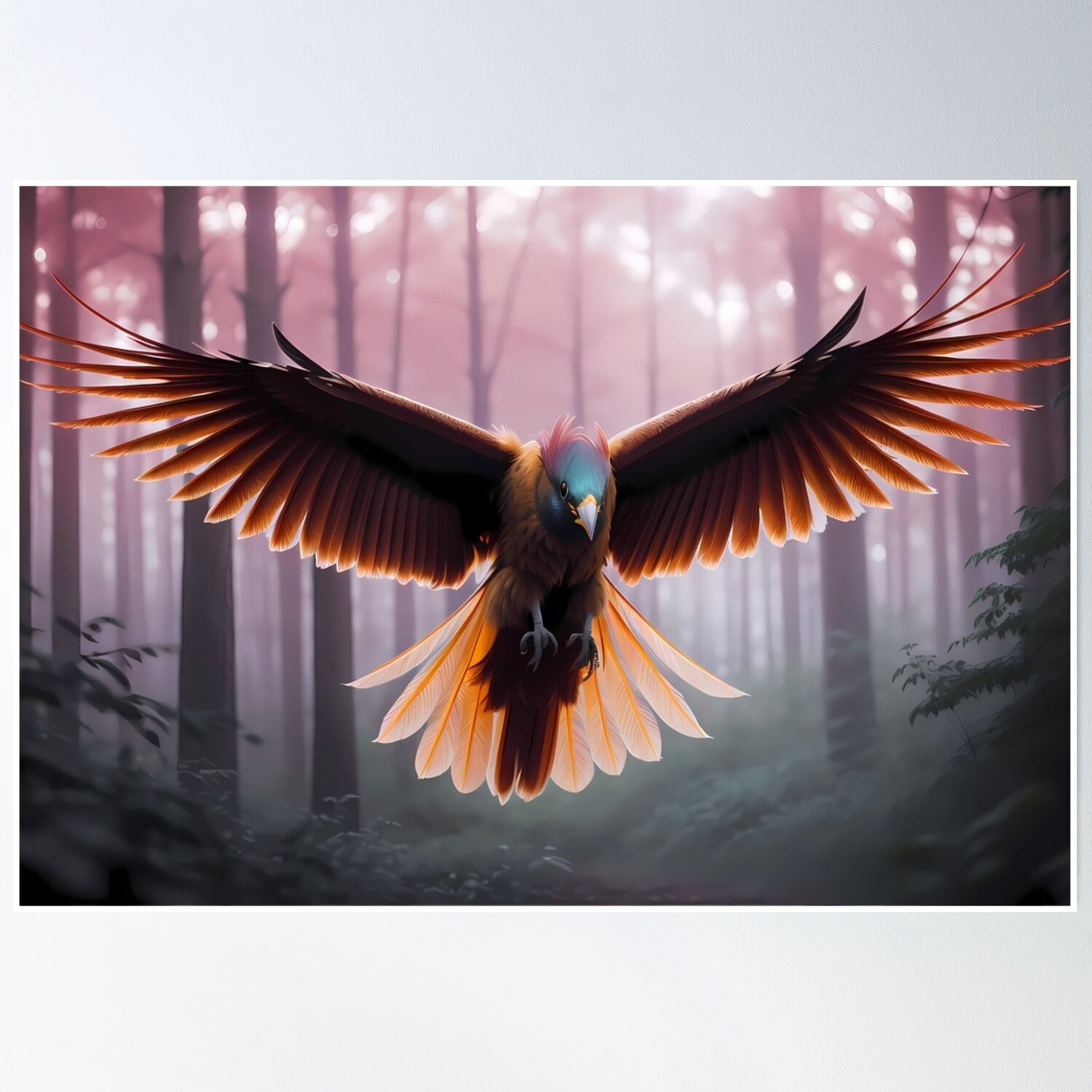 Fantastic Bird Of The Enchanted Forest Realm - Elves Design #2 Poster ...