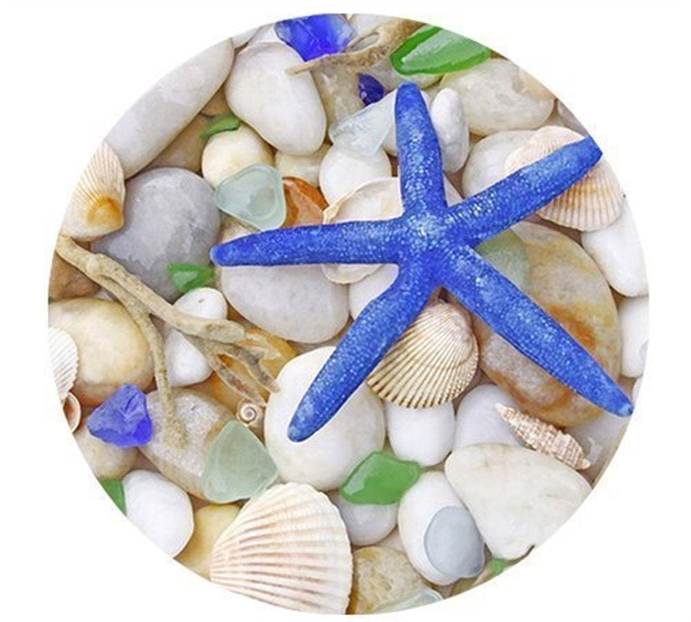 Fantastic Blue Starfish and Sea Shell Round Mouse pads Gaming Mouse Pad ...