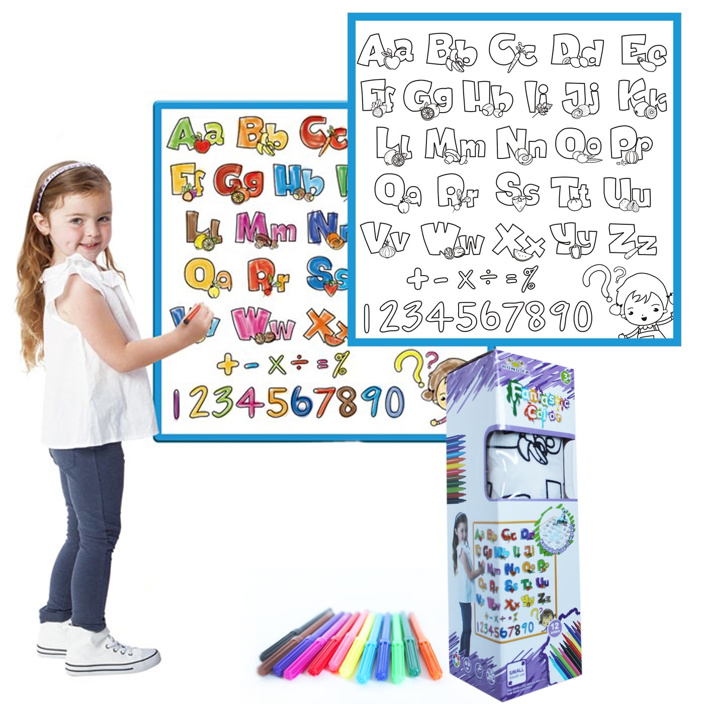 Fantastic Color Washable Coloring Mat - Alphabet & Number - Walmart.com