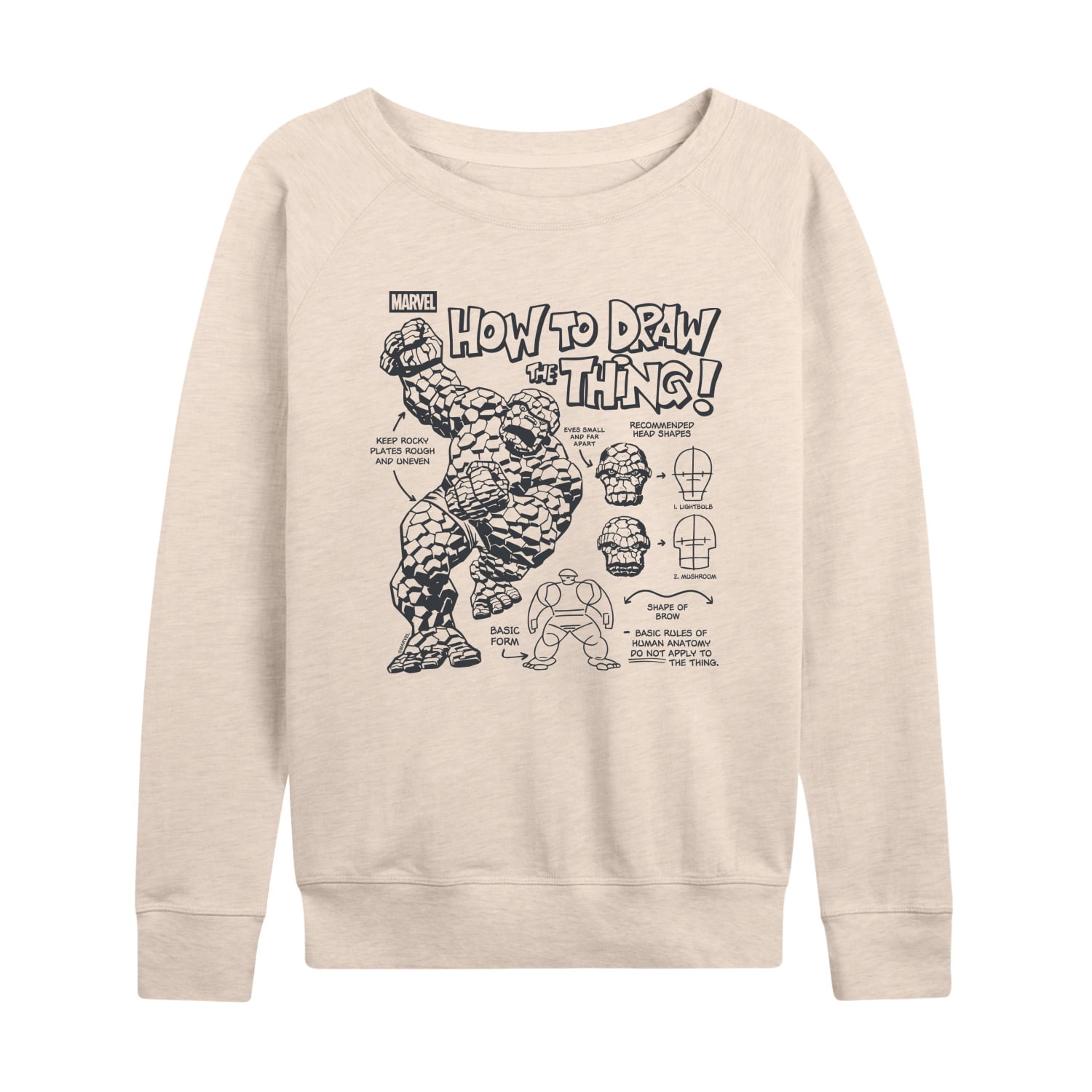 Fantastic Four - How To Draw The Thing - Women's French Terry Long ...
