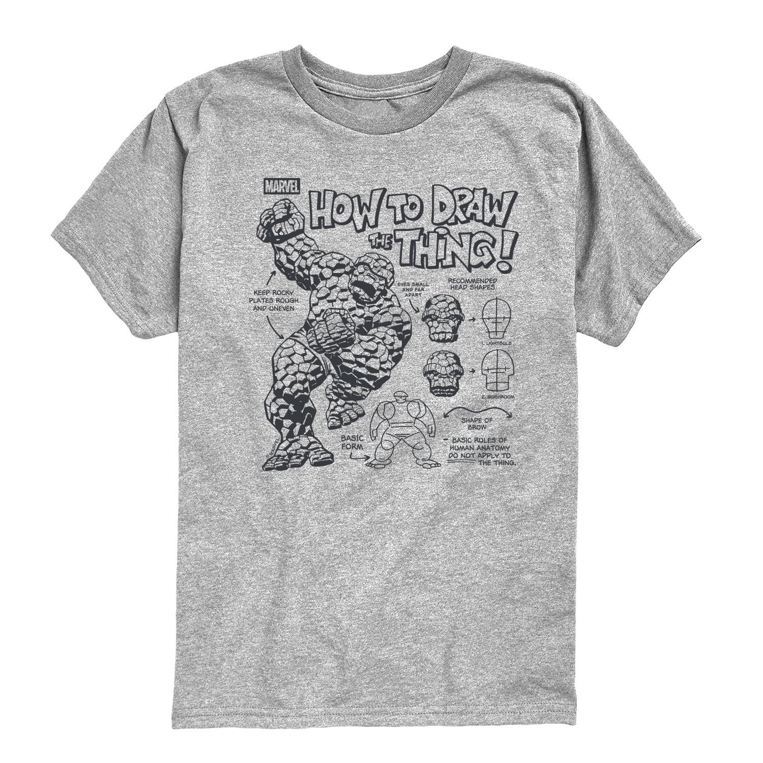 Fantastic Four - How To Draw The Thing - Youth Boys Short Sleeve ...