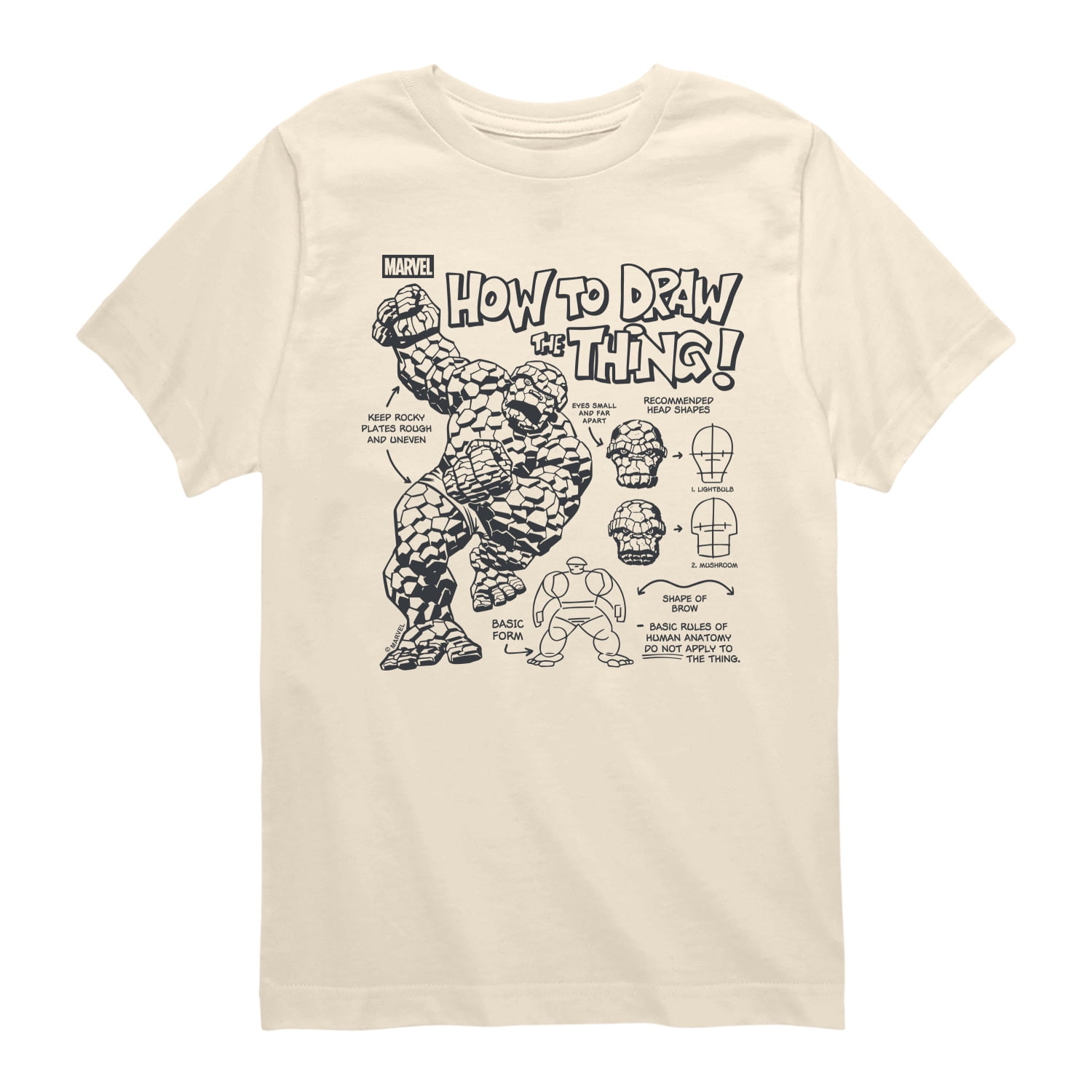 Fantastic Four - How To Draw The Thing - Youth Boys Short Sleeve ...