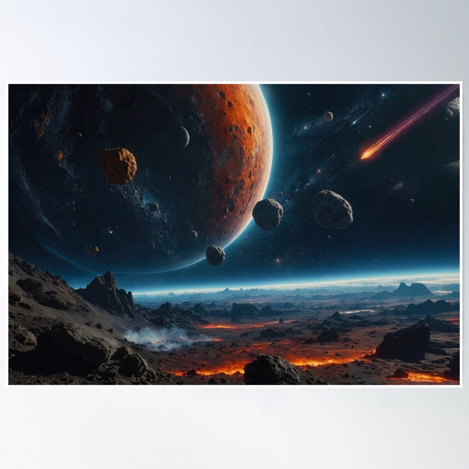 Fantastic Interplanetary Scene, With Comets, Meteorites, Beautiful ...