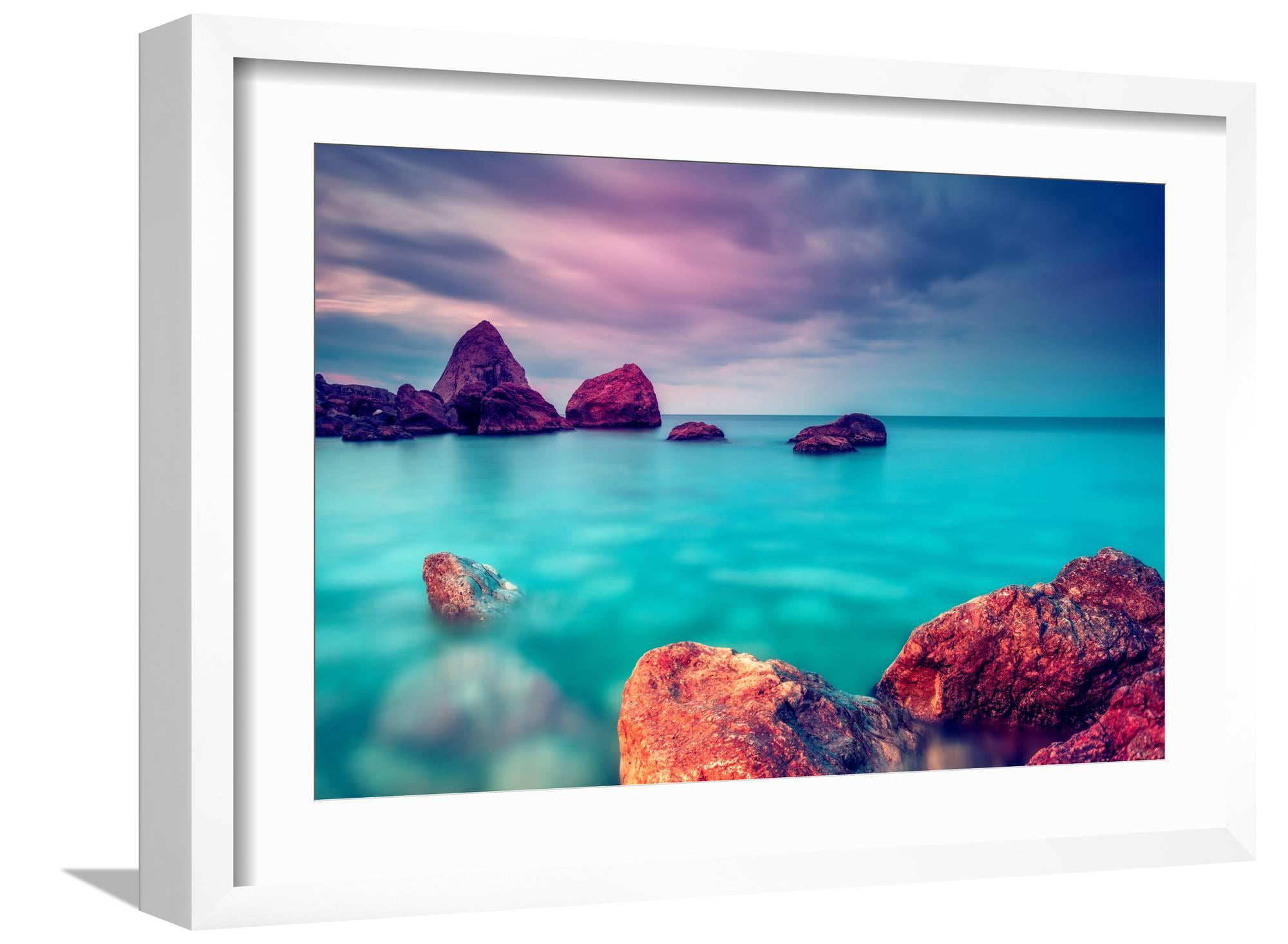 Art.com Fantastic Morning Blue Sea Glowing by Sunlight. Dramatic Scene ...