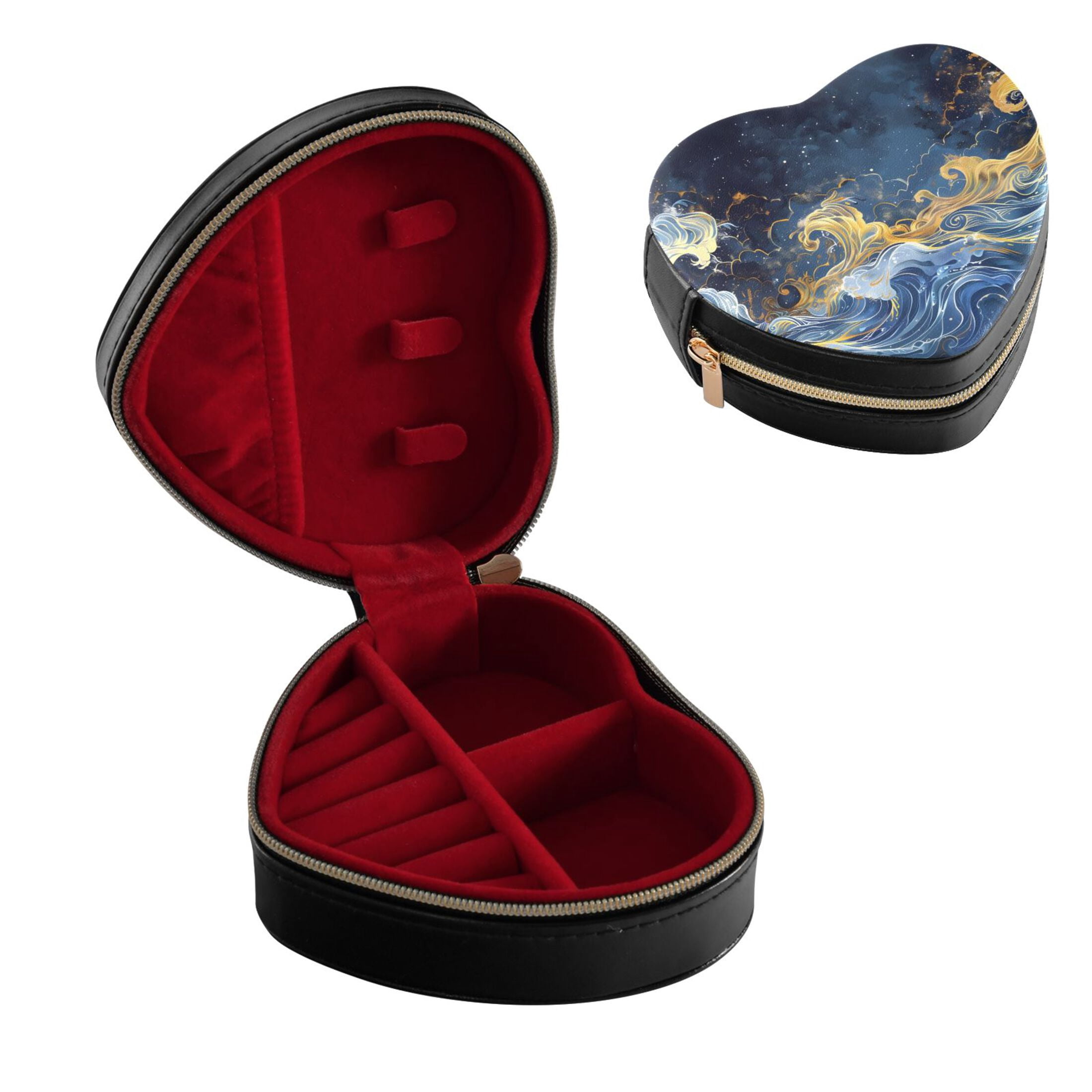 Fantastic Wave PU Leather Heart-shaped Jewelry Box Jewel Cases with ...