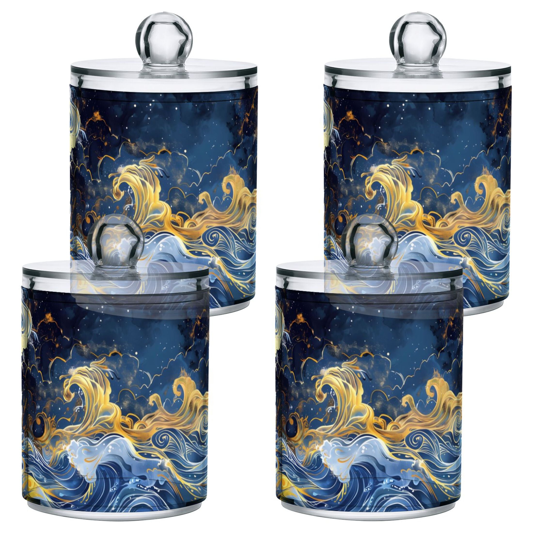 Fantastic Wave Translucent Plastic Cans Storage Canisters with Lid Set ...