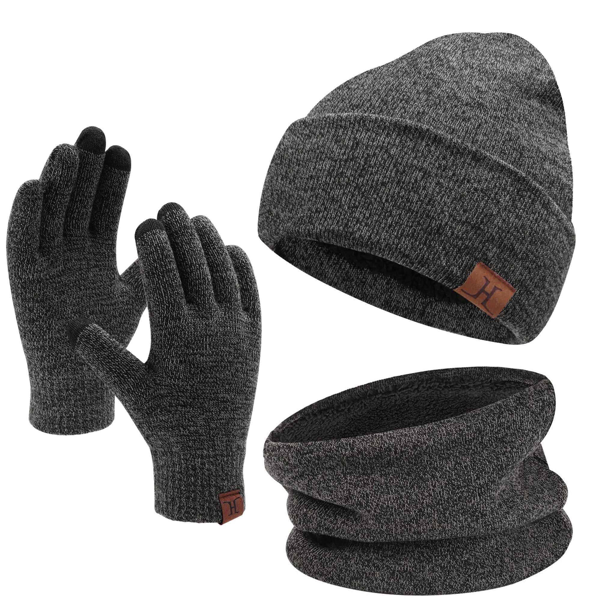 FZ FANTASTIC ZONE Winter Beanie Hat Scarf Touchscreen Gloves Set for ...