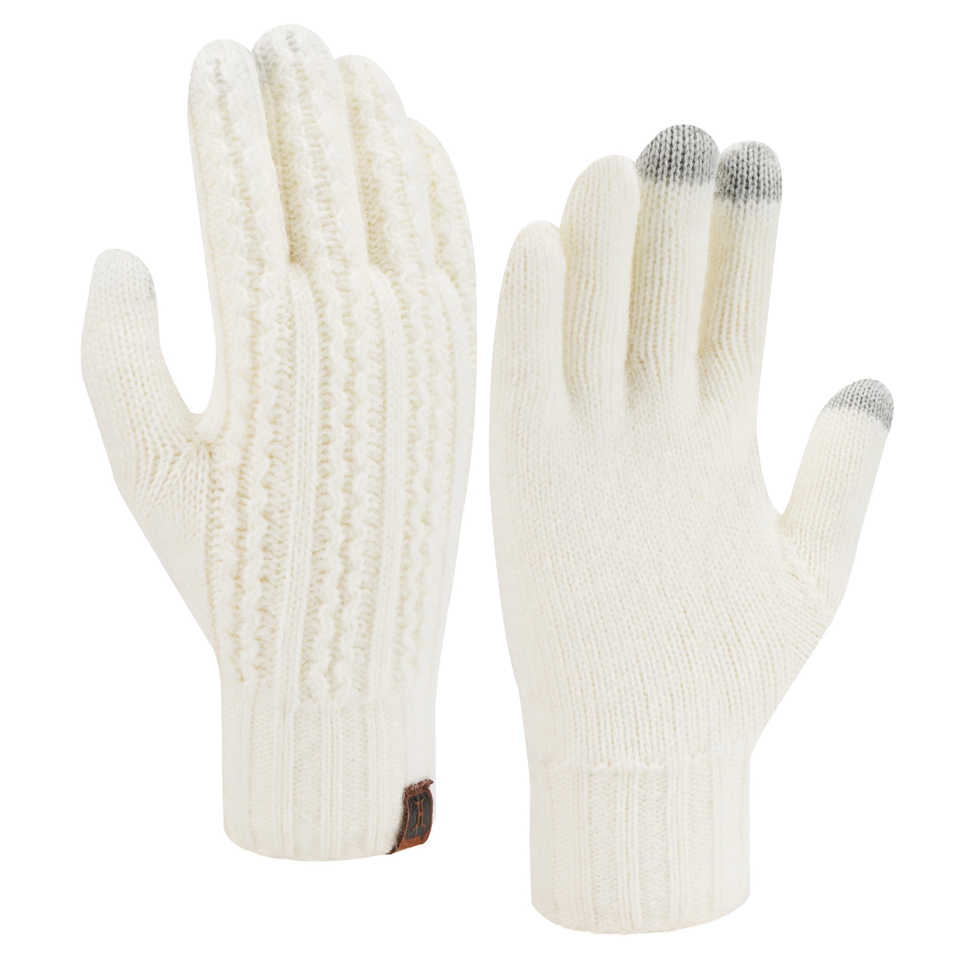 FZ FANTASTIC ZONE Women's Winter Warm Touchscreen Cable Knit Gloves Elastic Cuff Fleece Lined ...