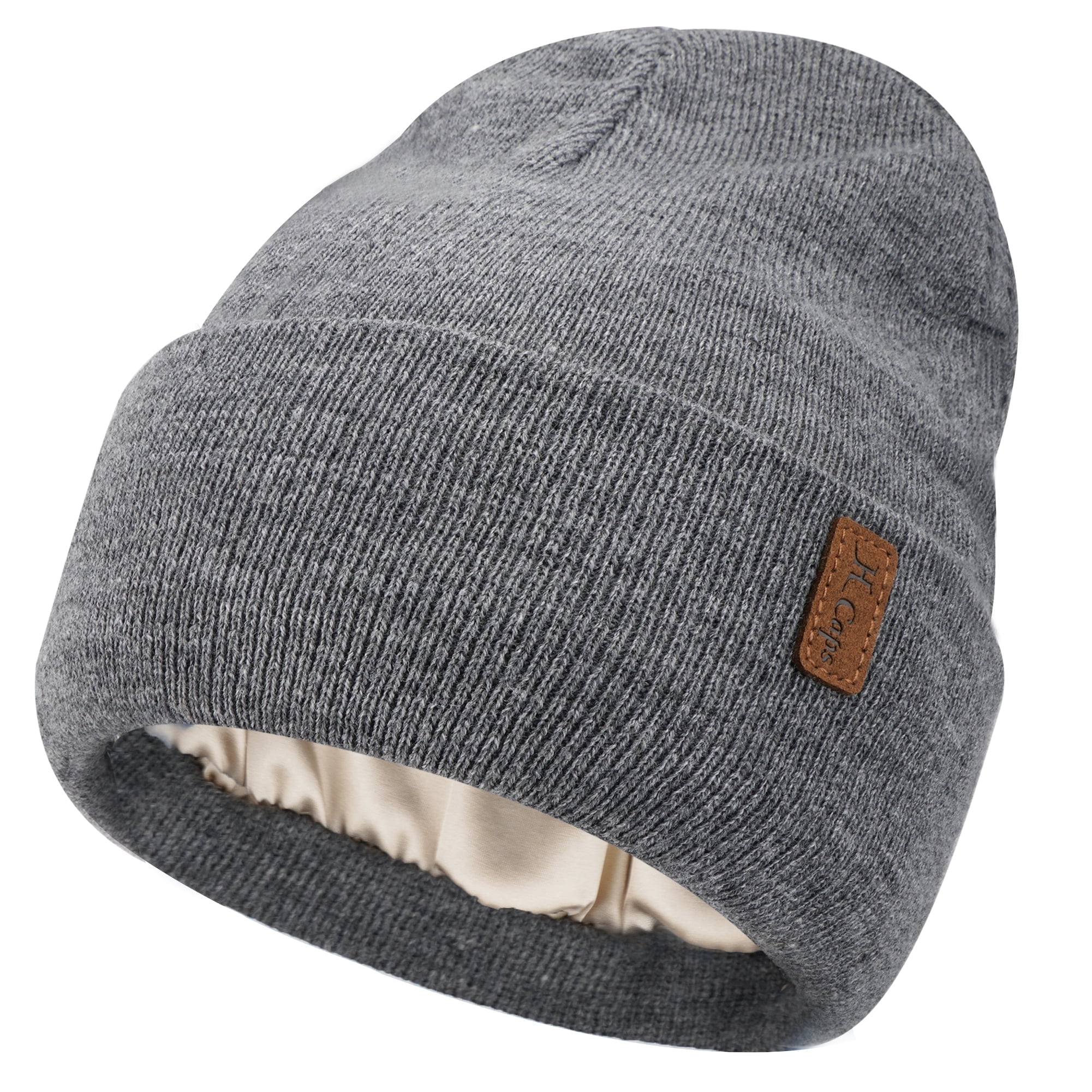 FZ FANTASTIC ZONE Womens Winter Warm Satin Lined Knit Beanie Hat ...