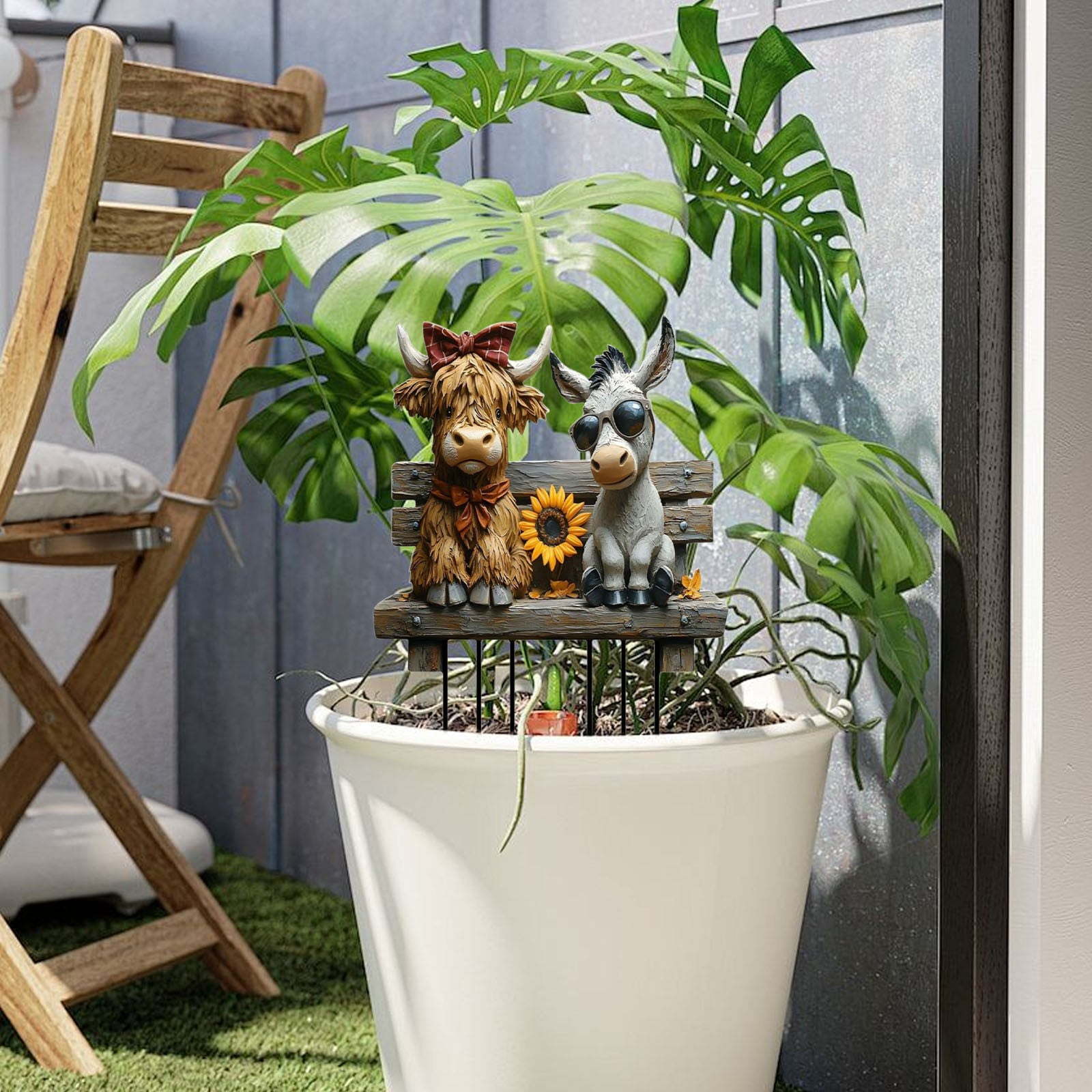 Fantastical Cow Donkey Double Acrylic Outdoor Planter Garden Decoration ...