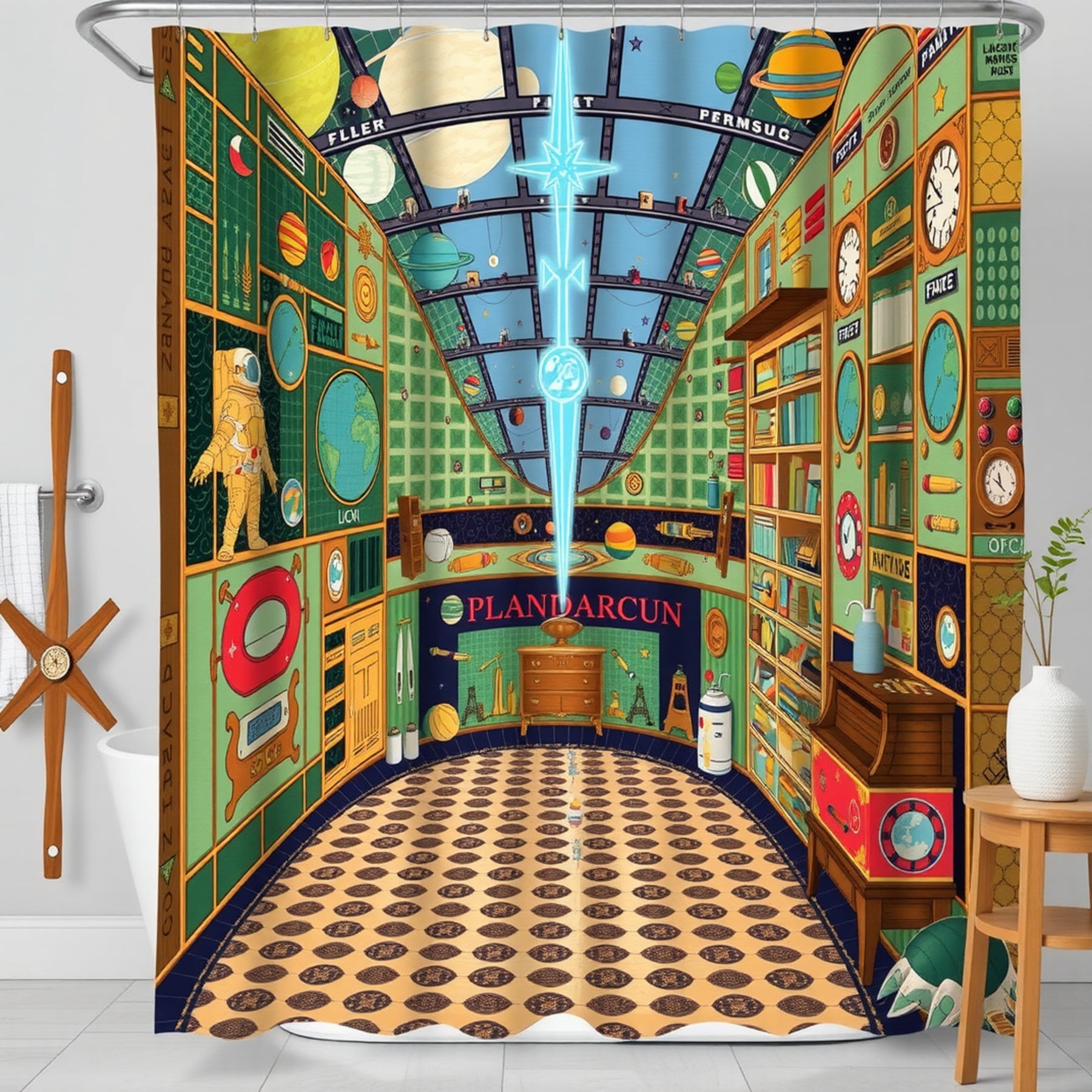 Fantastical Space Room Shower Curtain, Maps & Charts Design - Walmart.com