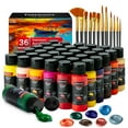 Fantastory 36 Color Acrylic Art Paint Set (2oz Bottles) with 12 Brushes ...