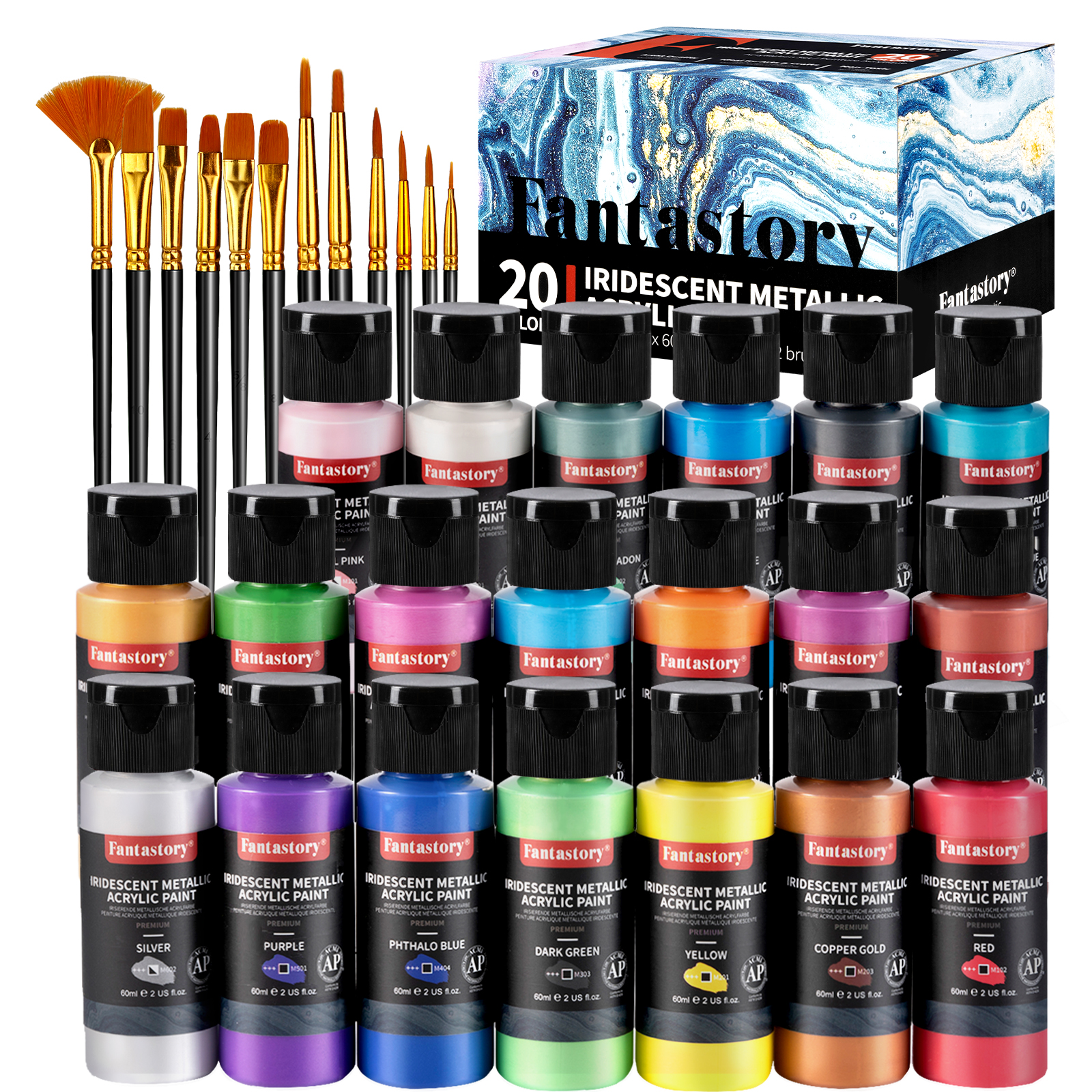 FolkArt Let's Paint Live Acrylic Craft Paint and Paintbrush Set, 34 ...