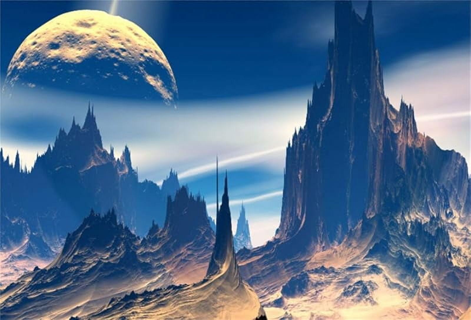 Fantasy Alien Planet Backdrop Outer Space Planets Grunge Rock Mountains ...