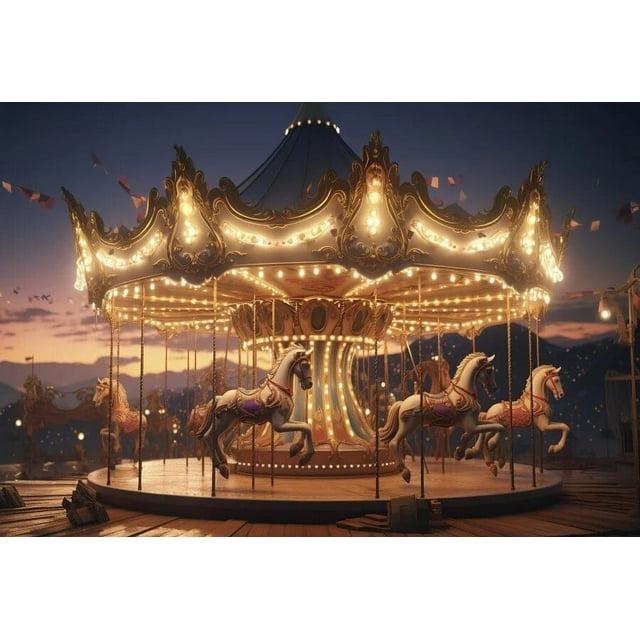Fantasy Amusement Night Park Background Circus Carousel Tent Carnival ...