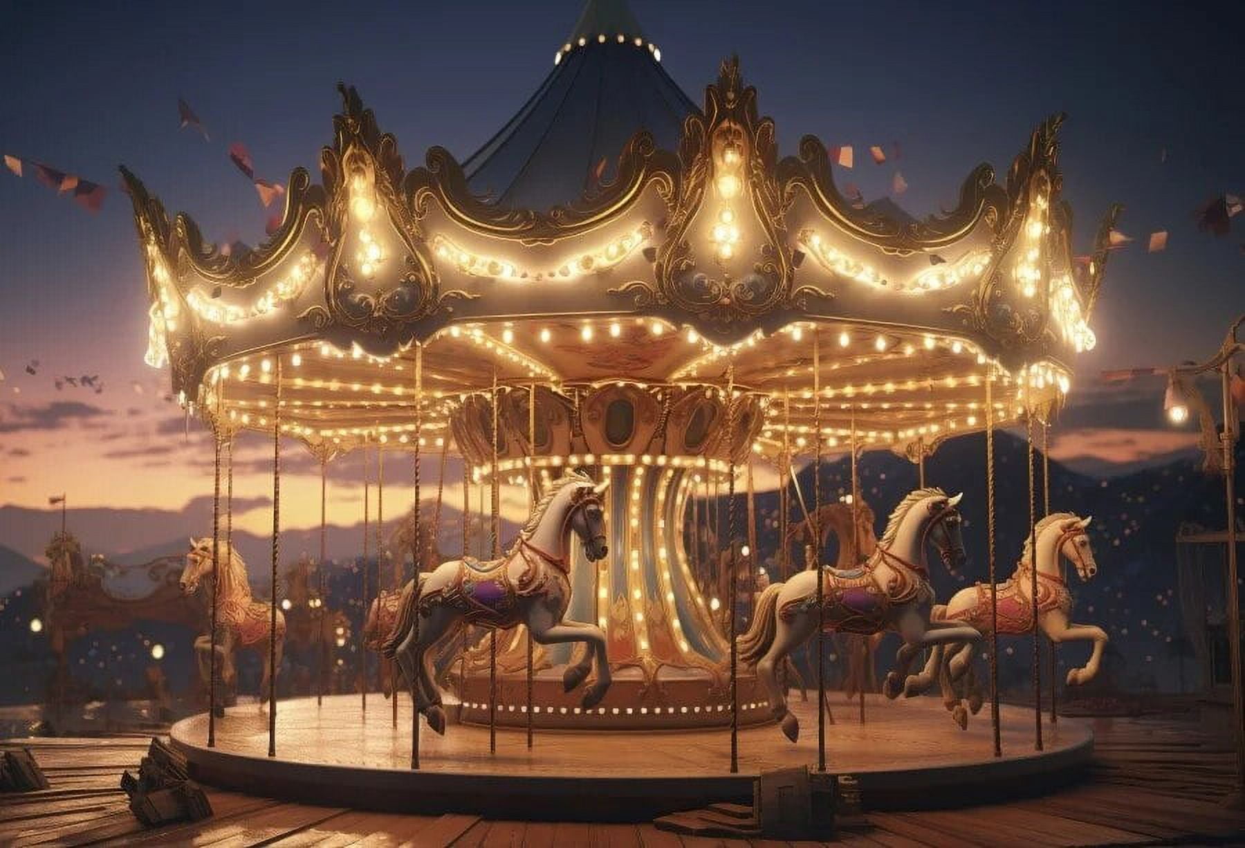 Fantasy Amusement Night Park Background Circus Carousel Tent Carnival ...