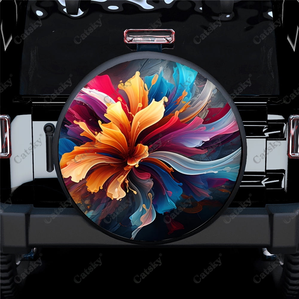 Fantasy Art Fractal Flowers Polyester Universal Spare Wheel Tire Cover ...