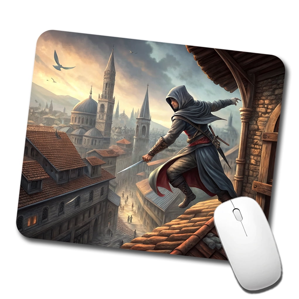 Fantasy Assassin Rogue Thief Rooftop Running Mouse Pad Low Profile ...