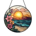 Fantasy Beach Sunset Stained Glass Suncatcher, Decorative Coastal ...